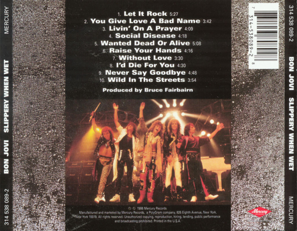 Bon Jovi Slippery when wet back | CD Covers | Cover Century | Over 1. ...