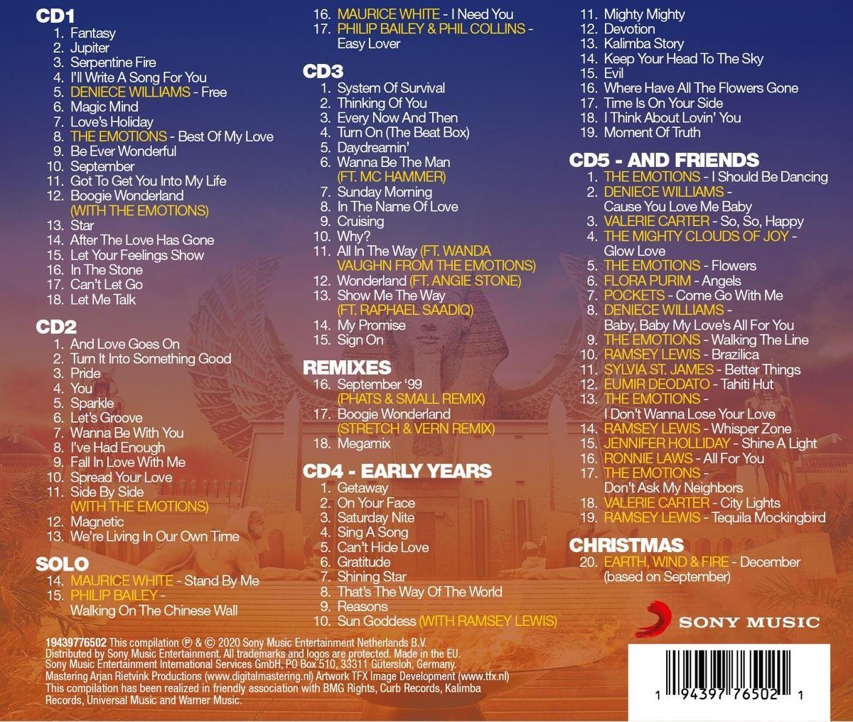 Earth Wind and Fire - 50 Years Anniversary Album : Back | CD Covers ...