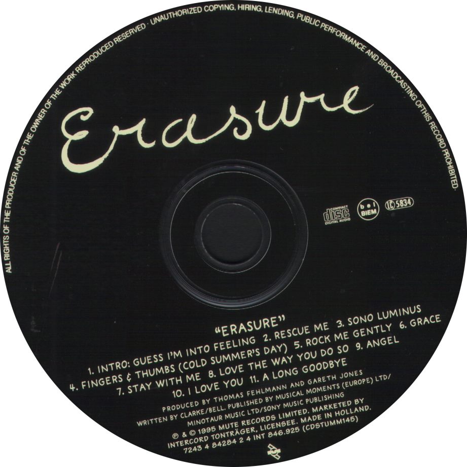Erasure Erasure CD | CD Covers | Cover Century | Over 1.000.000 Album Art covers for free