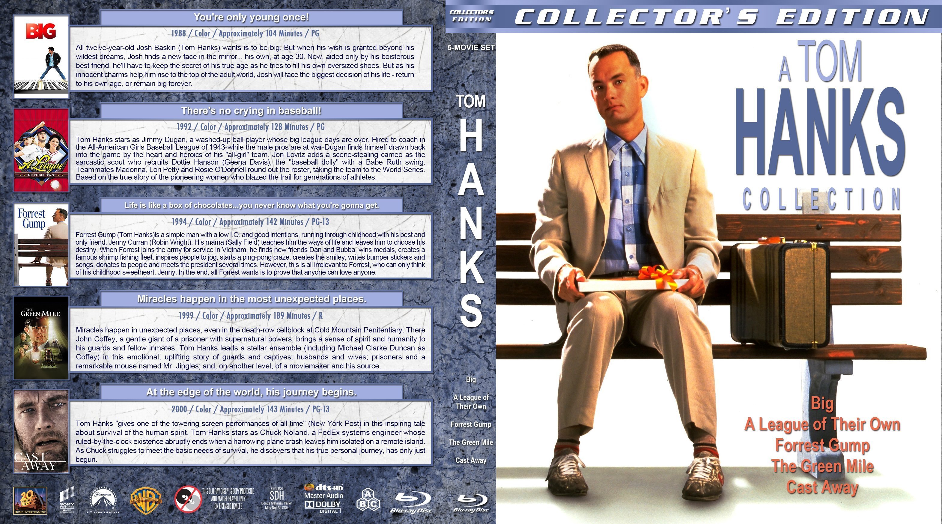 A Tom Hanks Collection 5 disc 1988 2000 R1 | Blu-Ray Covers | Cover ...