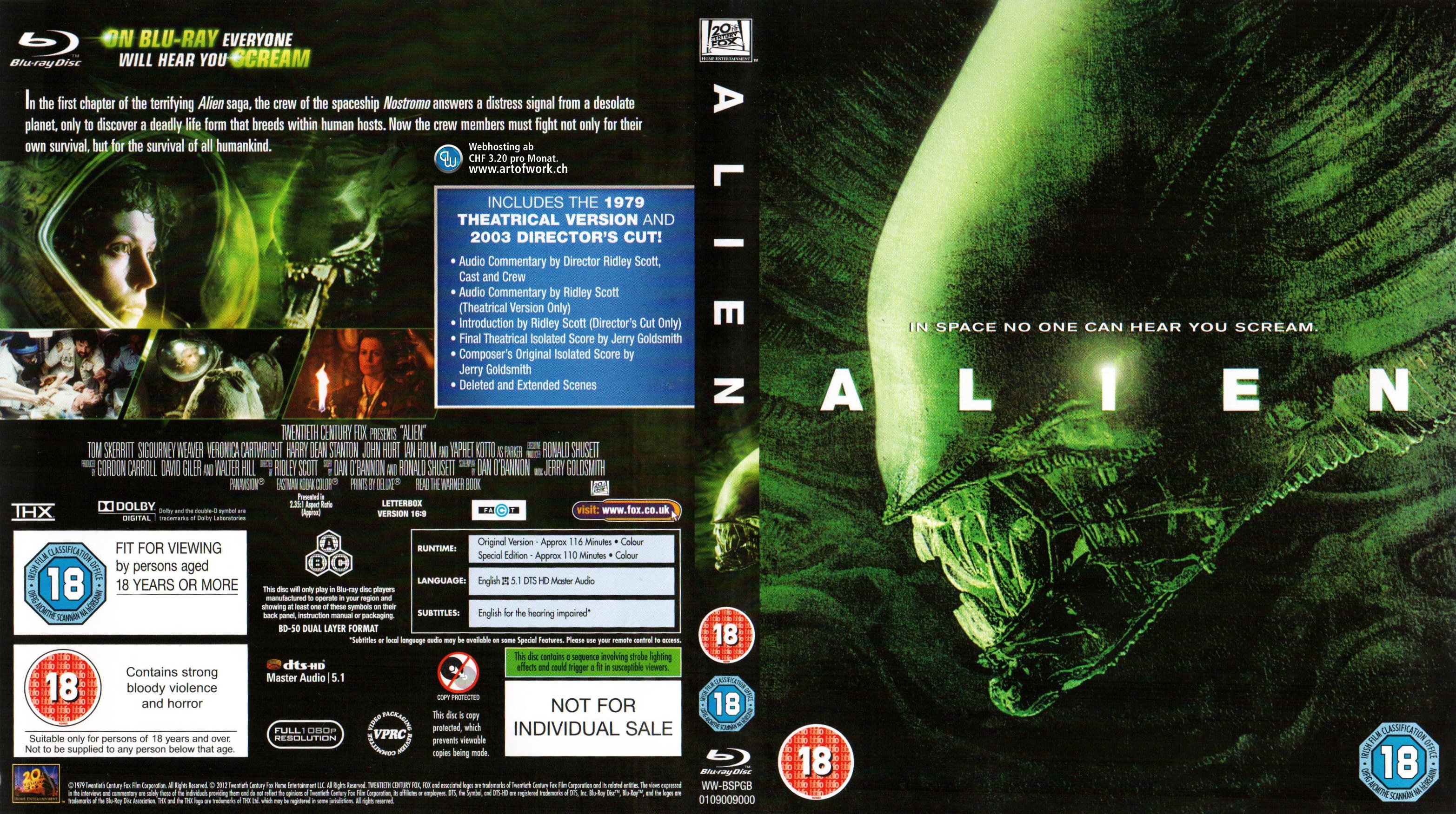 Alien 1 Sigourney Weaver Ridley Scott | Blu-Ray Covers | Cover Century ...