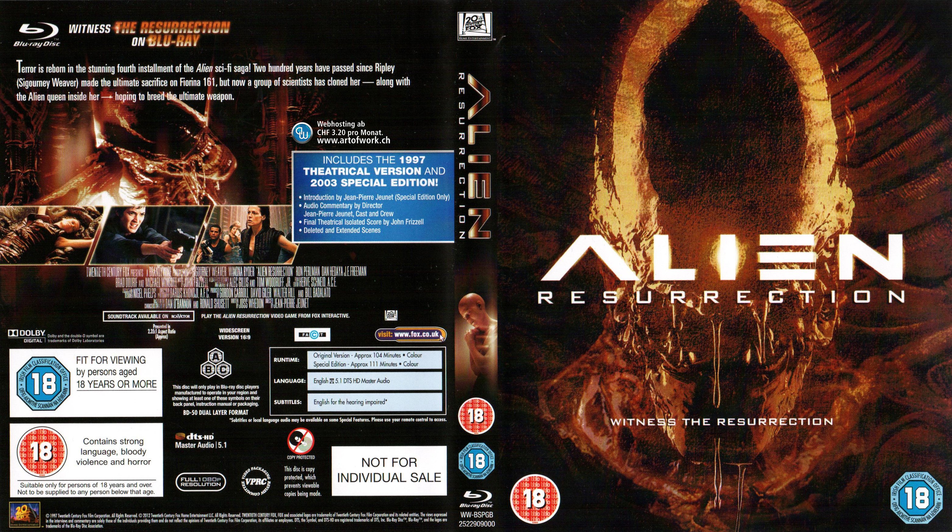 Alien 4 Die Wiedergeburt Jean Pierre Jeunet | Blu-Ray Covers | Cover ...