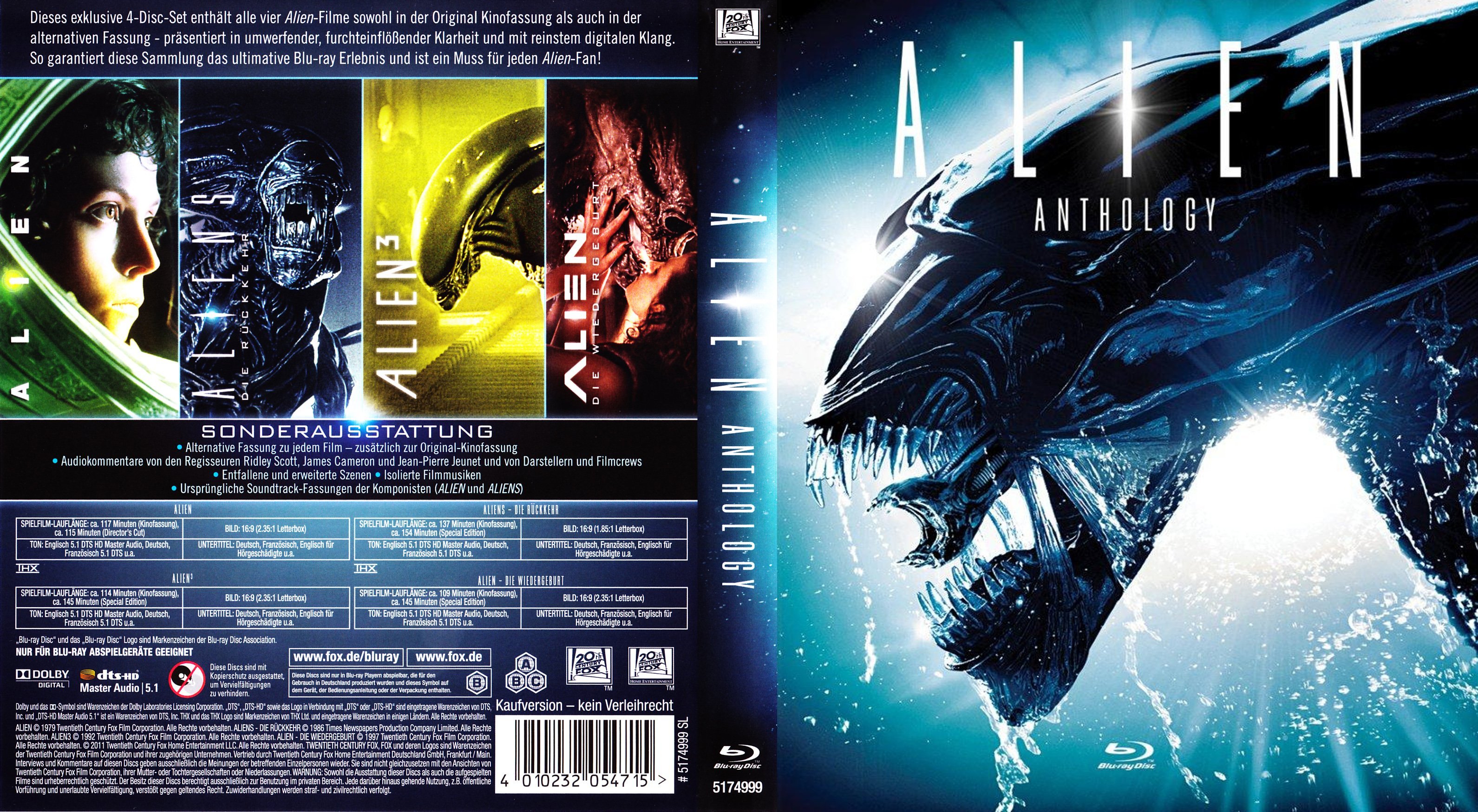 Alien Anthology ohne FSK16 | Blu-Ray Covers | Cover Century | Over 1. ...