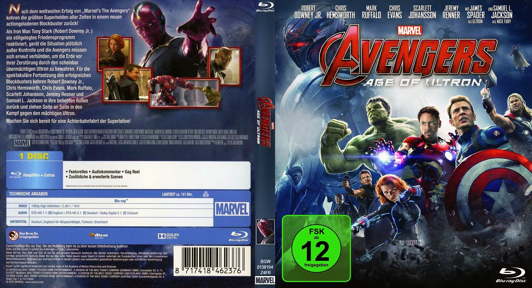 Avengers Age of Ultron 3D 2D German | Blu-Ray Covers | Cover Century ...