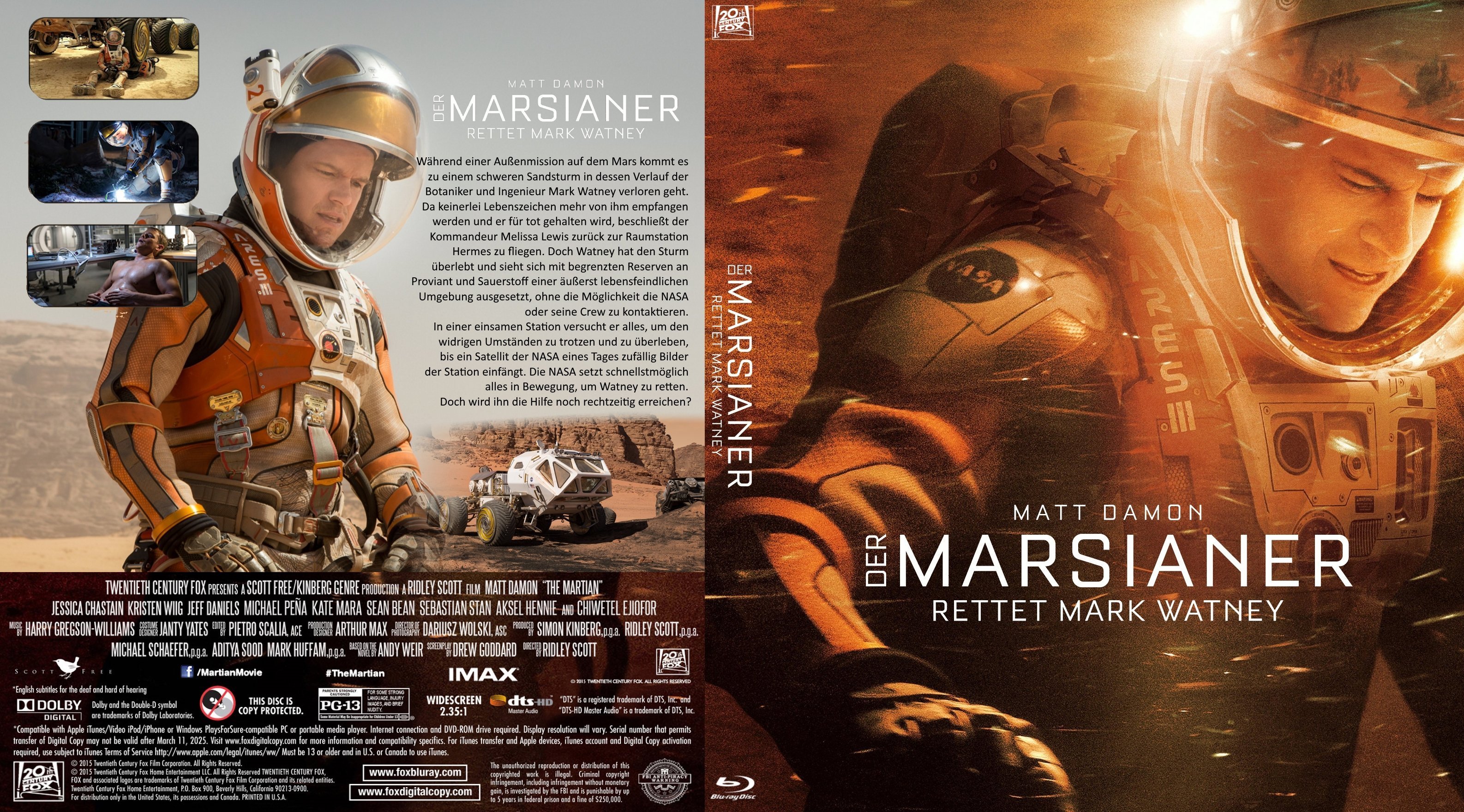 Der Marsianer Rettet Mark Watney german 1 | Blu-Ray Covers | Cover ...