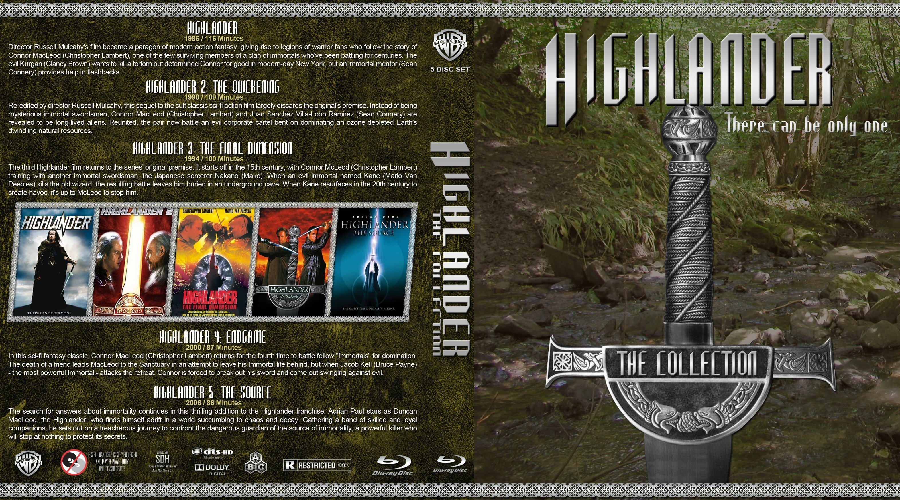 Highlander Collection 5 disc 1986 2006 R1 | Blu-Ray Covers | Cover ...