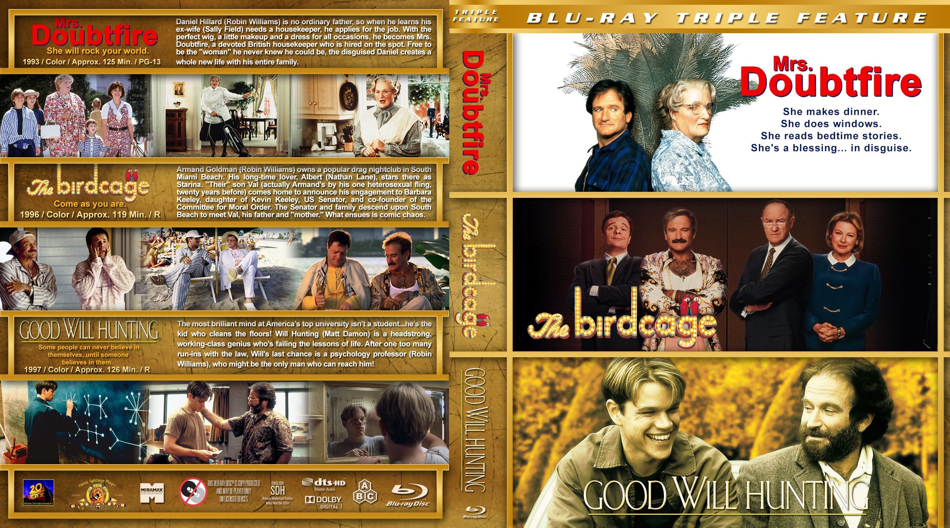 Mrs Doubtfire The Birdcage Good Will Hunting Triple Feature 1993 1997 ...