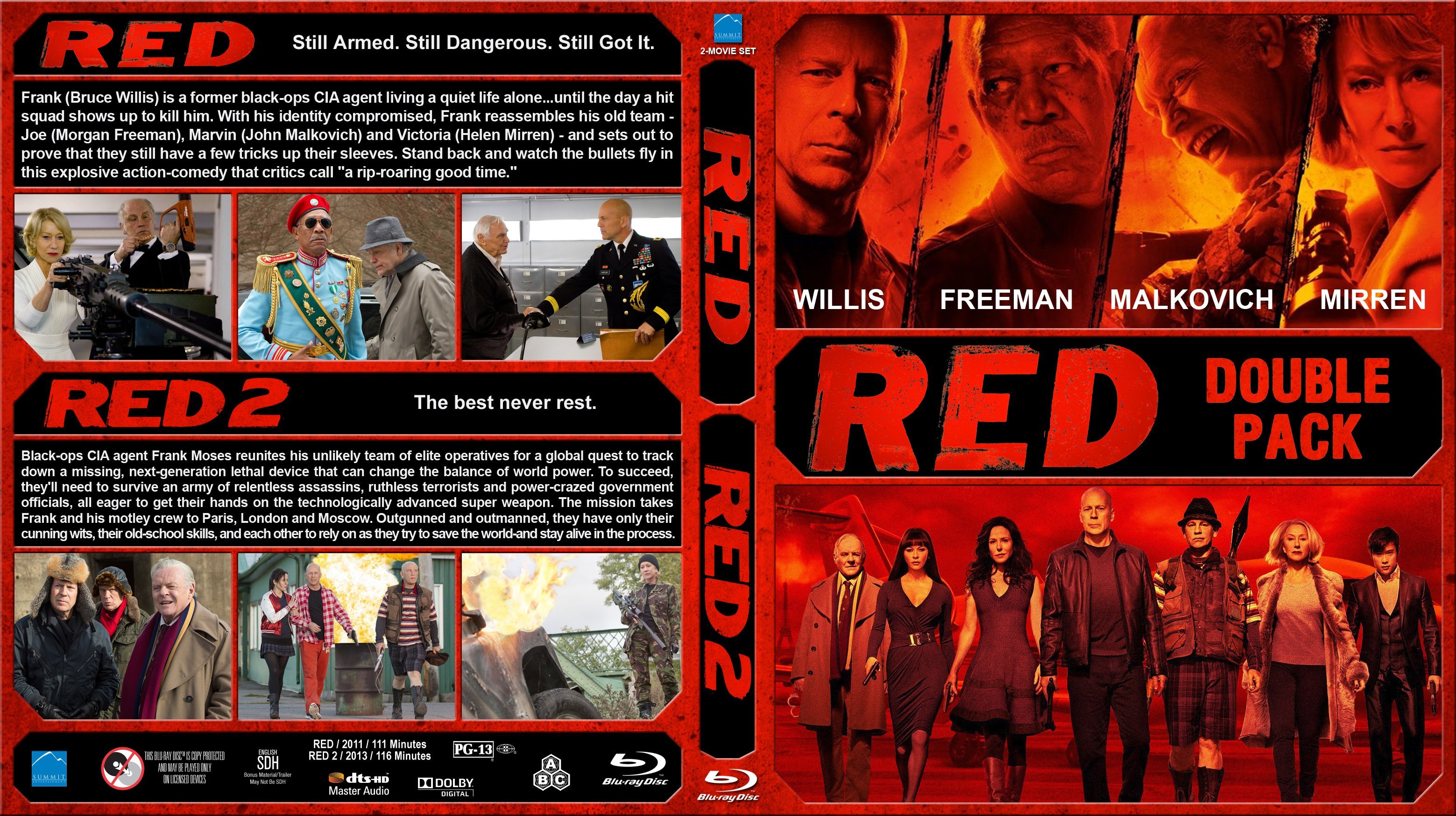 RED RED 2 Double Feature 2010 R1 | Blu-Ray Covers | Cover Century ...