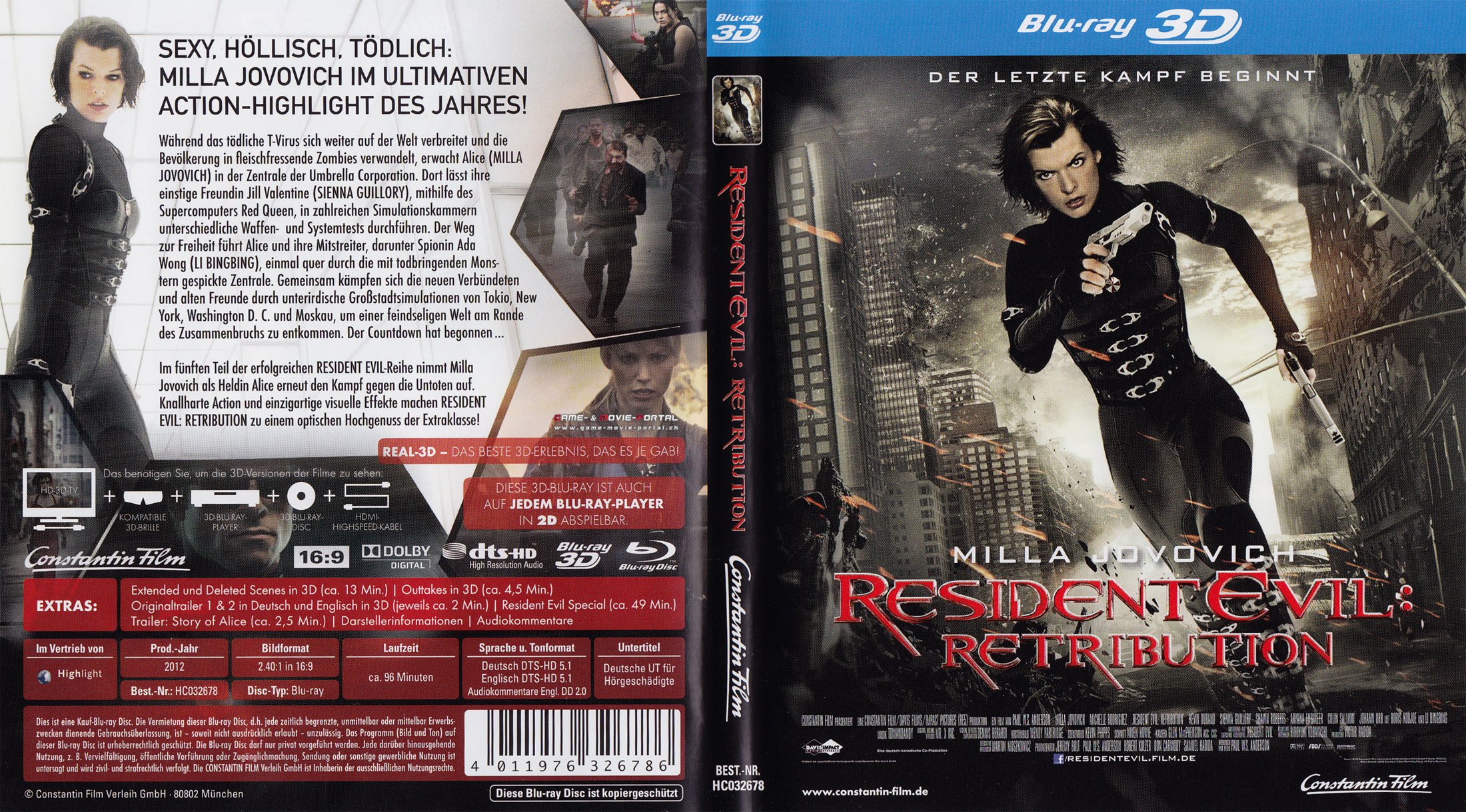 Resident Evil Retribution 3D Blu ray | Blu-Ray Covers | Cover Century ...