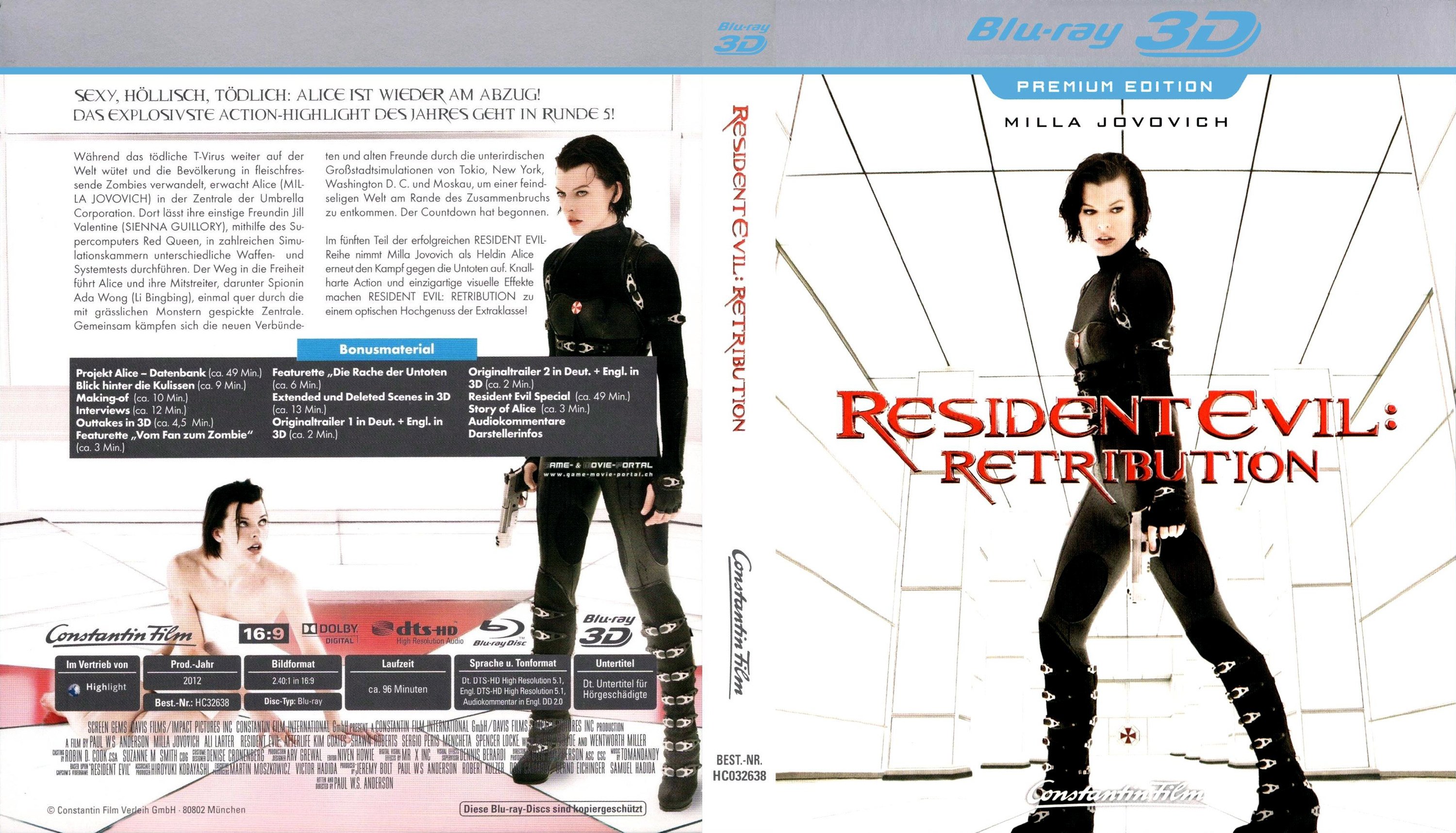 Resident Evil Retribution 3D Premium Edition | Blu-Ray Covers | Cover ...