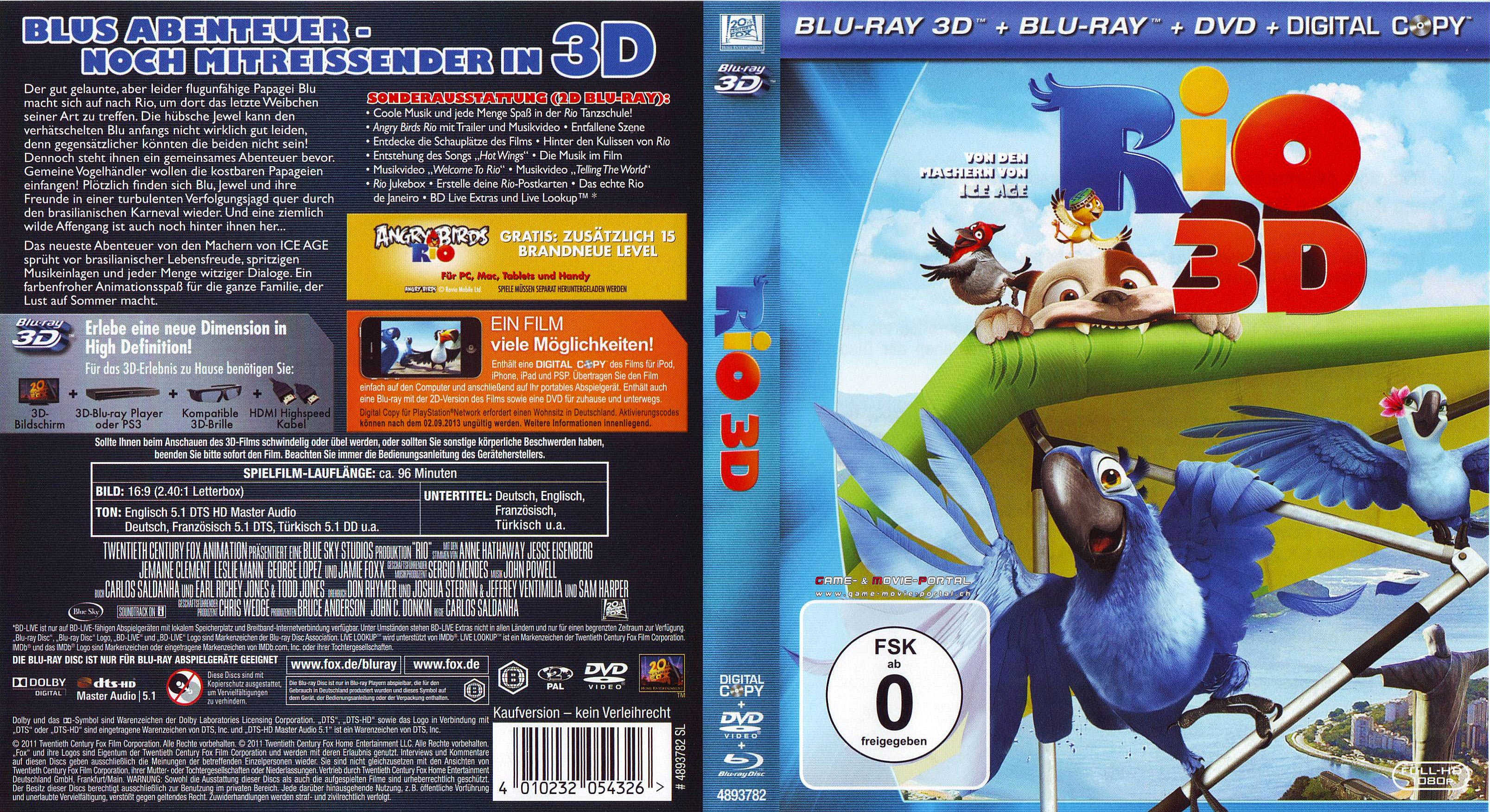 Rio 3D Blue ray | Blu-Ray Covers | Cover Century | Over 1.000.000 Album Art covers for free
