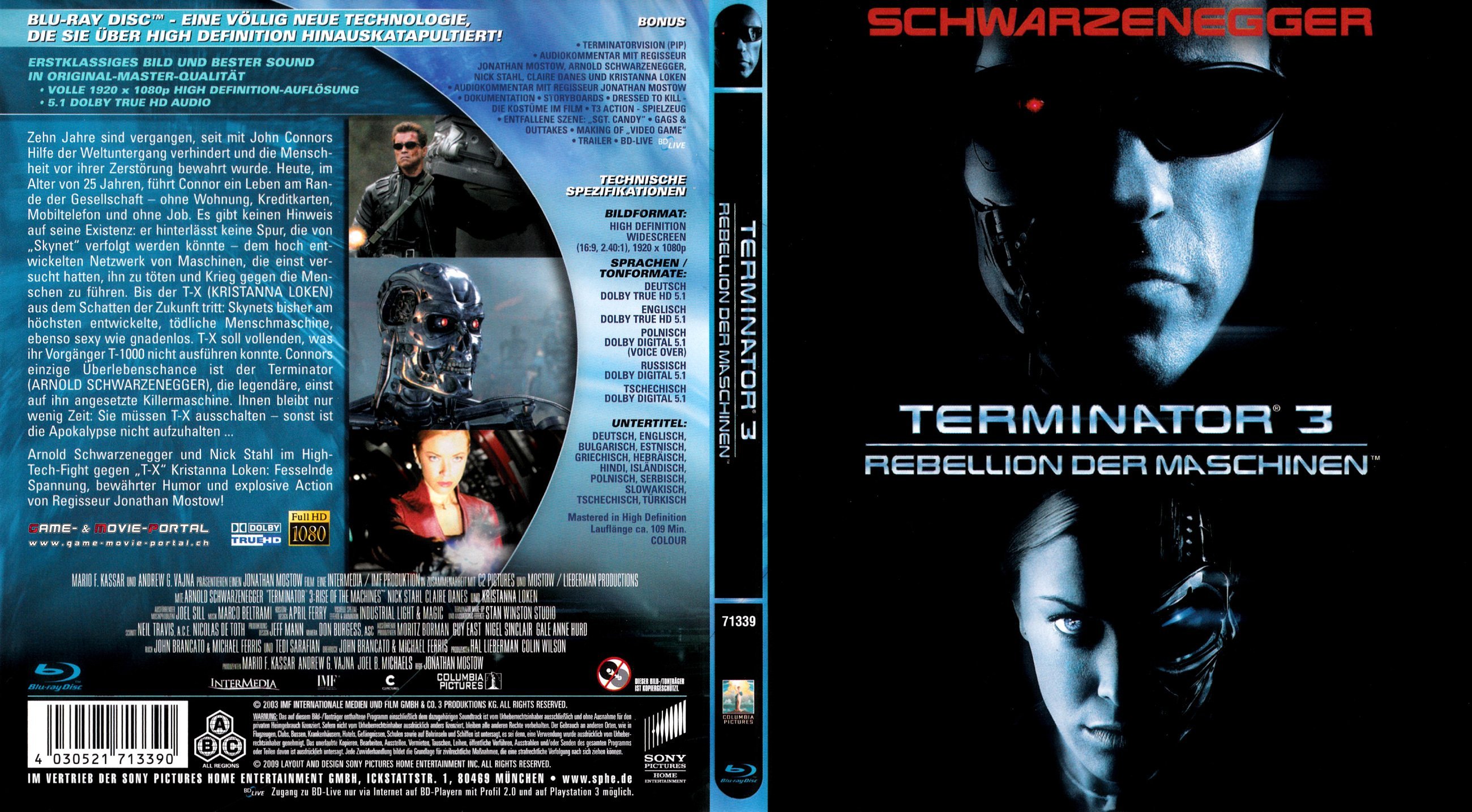 Terminator 3 Rebellion der Maschinen | Blu-Ray Covers | Cover Century ...