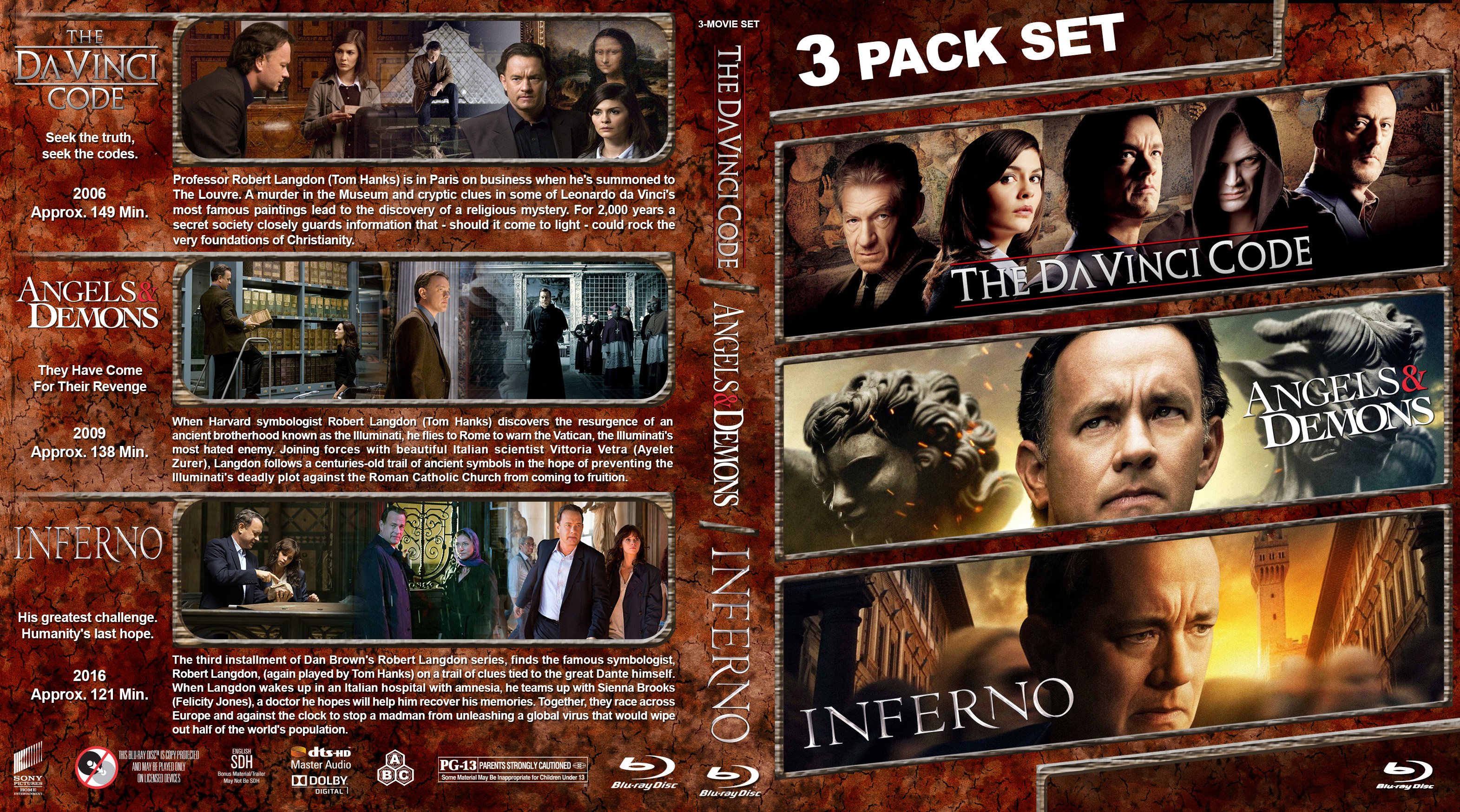 The DaVinci Code Angels Demons Inferno Triple Feature 2006 2016 R1 | Blu-Ray Covers | Cover ...