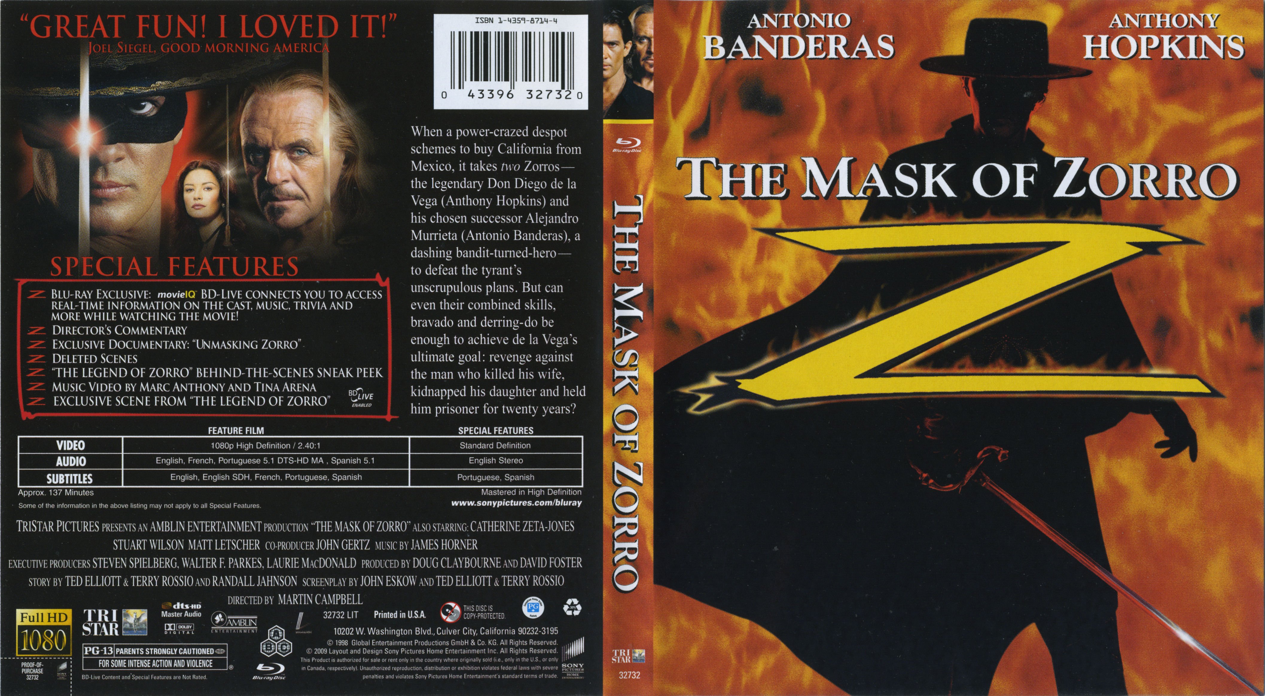 The Mask Of Zorro 1998 Label 2 | Blu-Ray Covers | Cover Century | Over ...