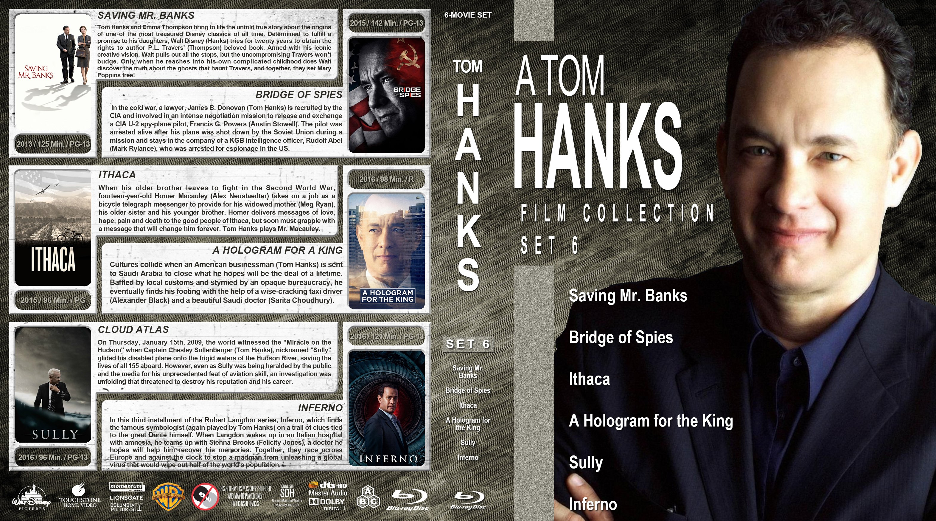 Tom Hanks Film Collection Set 6 2016 R1 | Blu-Ray Covers | Cover ...