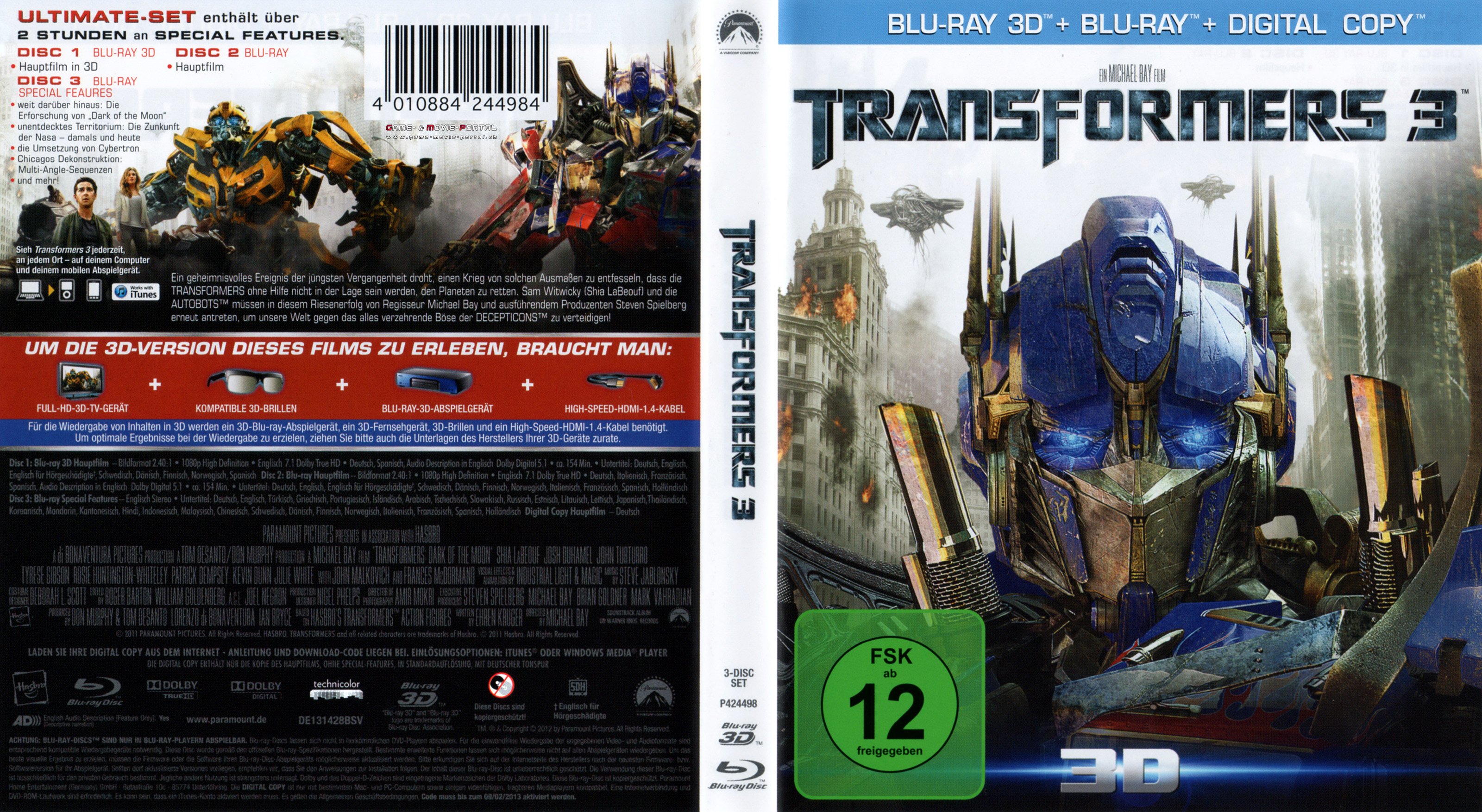 Transformers 3 3D Blu ray | Blu-Ray Covers | Cover Century | Over 1.000 ...