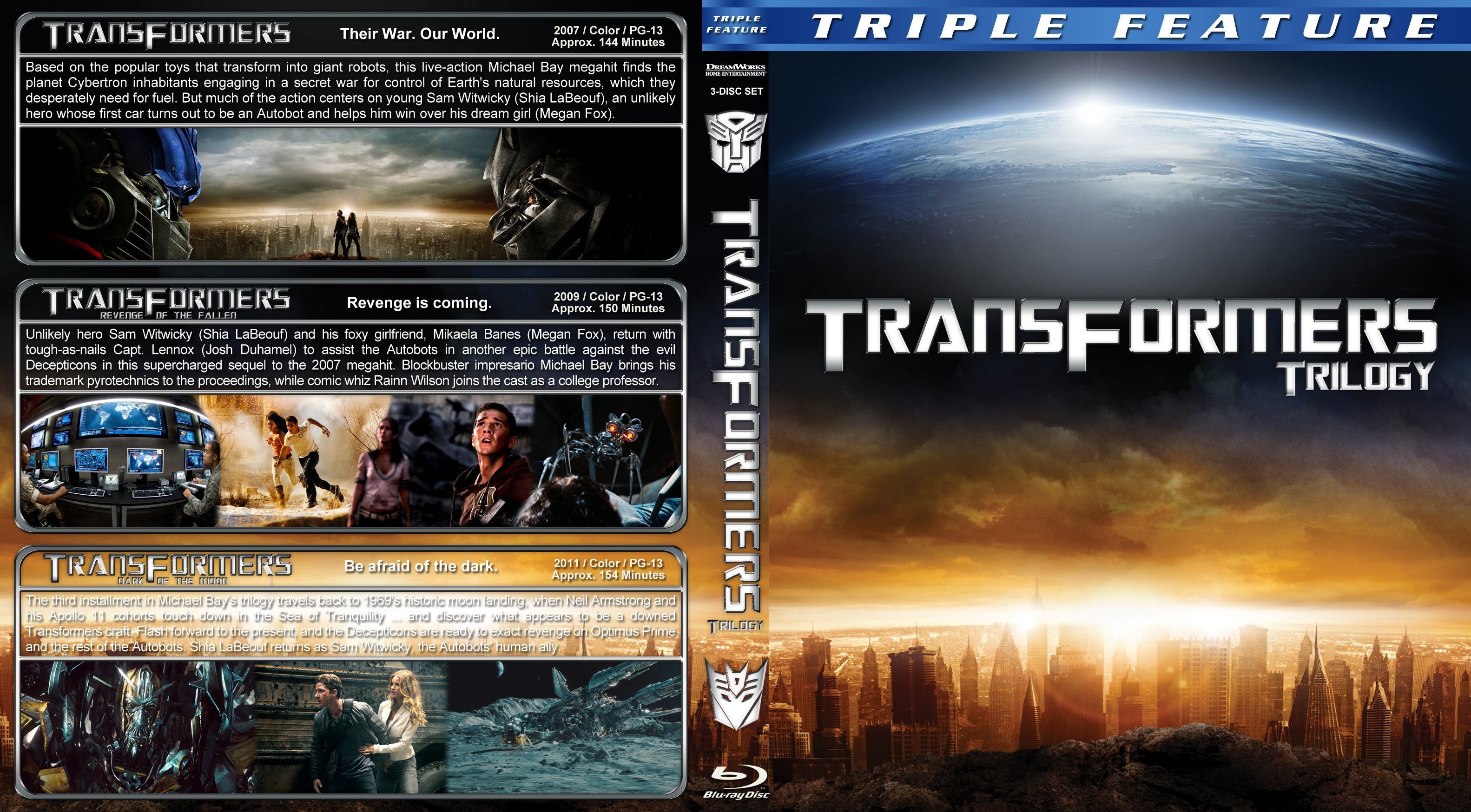 Transformers Trilogy 2007 2011 R1 2 | Blu-Ray Covers | Cover Century ...