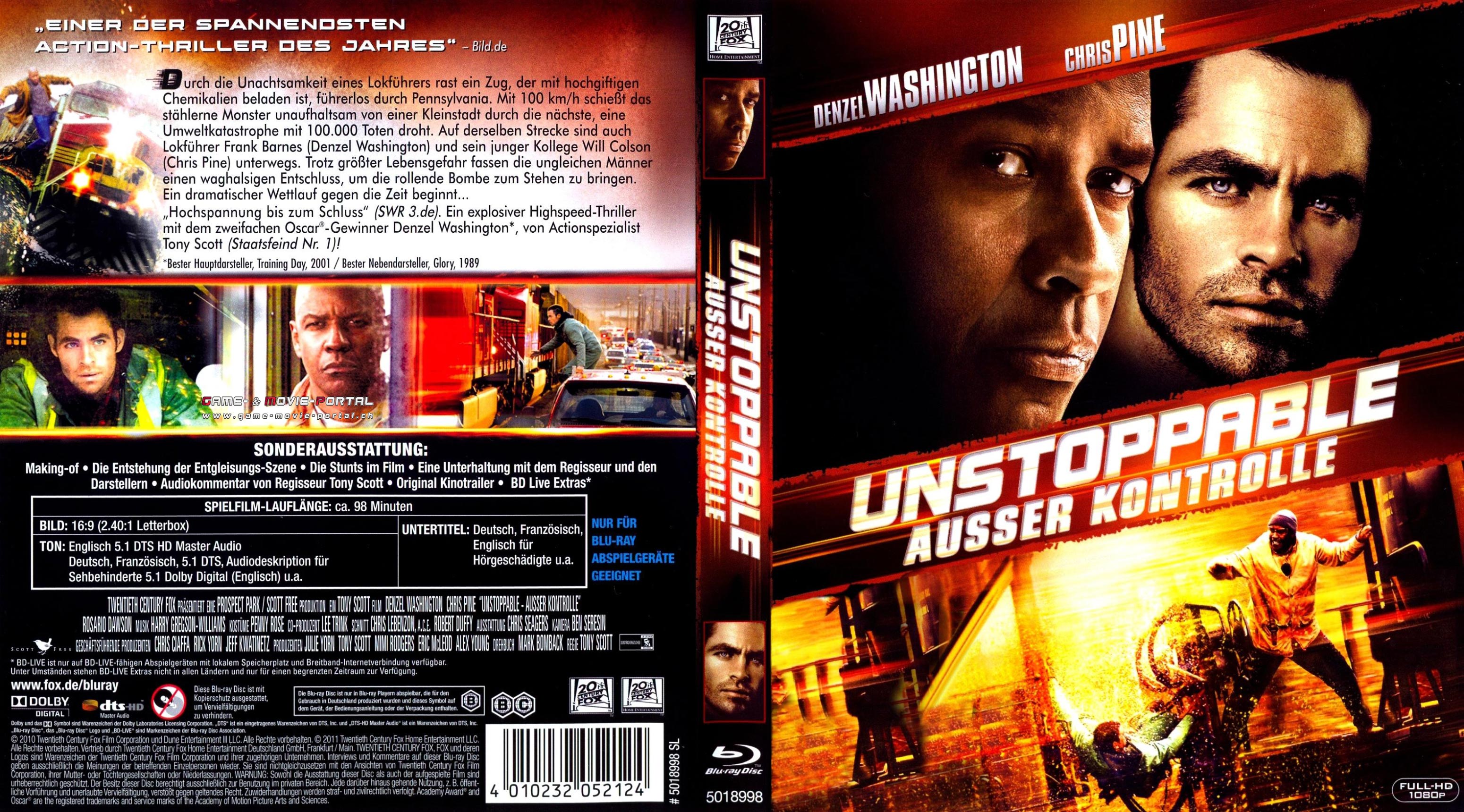 Unstoppable Denzel Washington Tony Scott Harry Gregson Williams | Blu ...