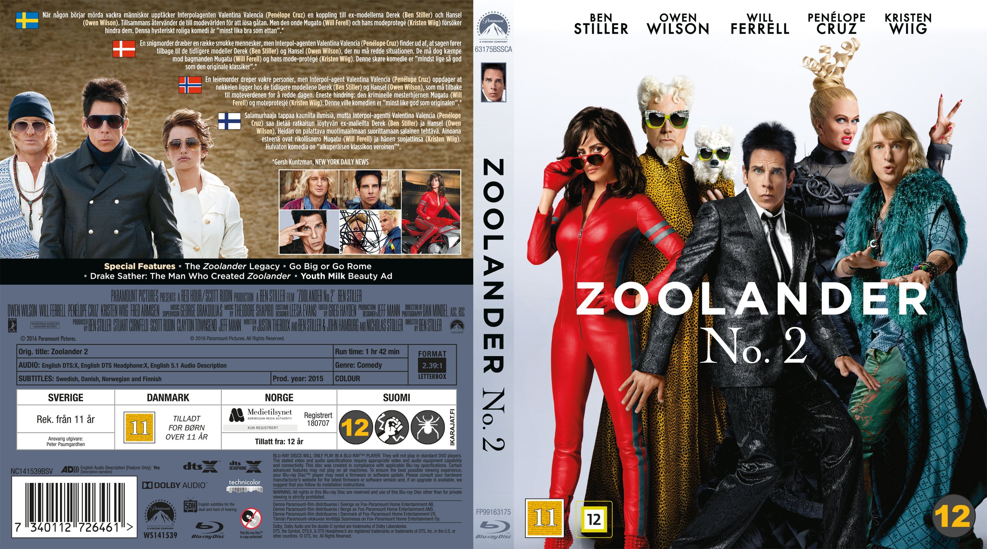 Zoolander 2 2016 R2 Nordic Cover | Blu-Ray Covers | Cover Century ...