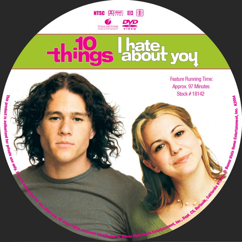 10 Things I Hate About You Custom Dvd Label V1 Dvd Covers Cover