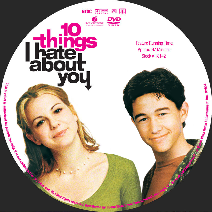 10 Things I Hate About You Custom Dvd Label V3 001 Dvd Covers Cover
