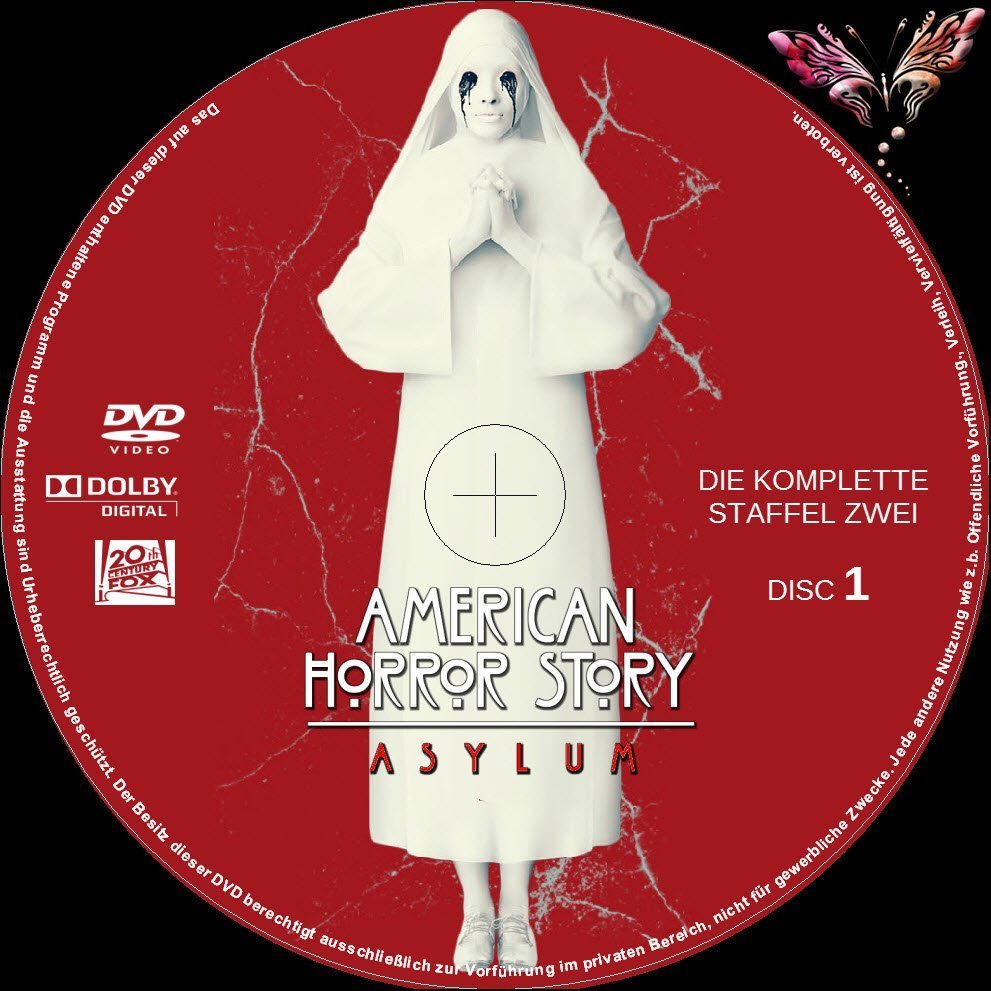 American Horror Story Asylum Staffel 2 R2 German Cover labels | DVD ...