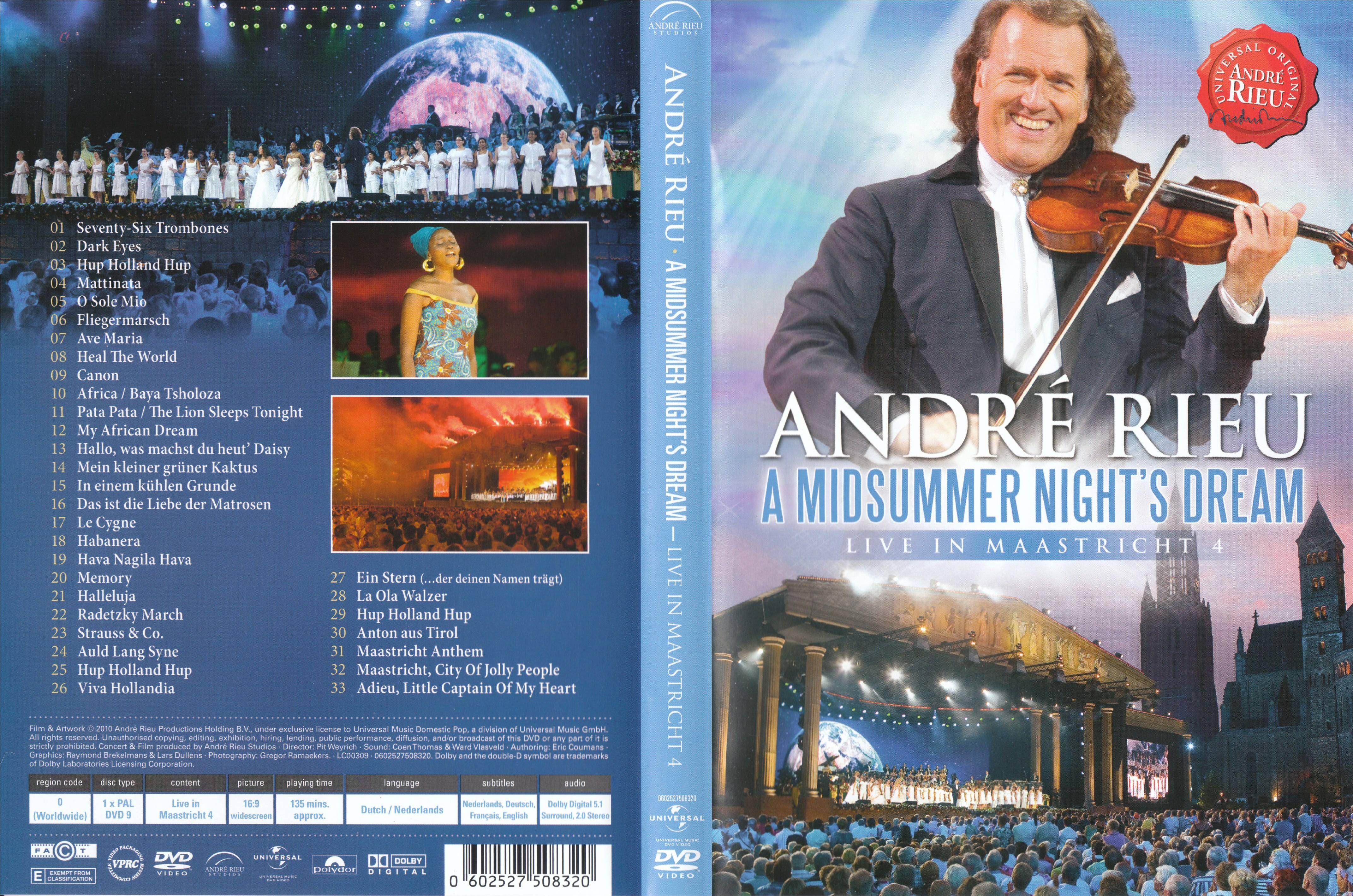 Andre Rieu A Midsummer Nights Dream Maastricht IV DVD NL | DVD Covers ...