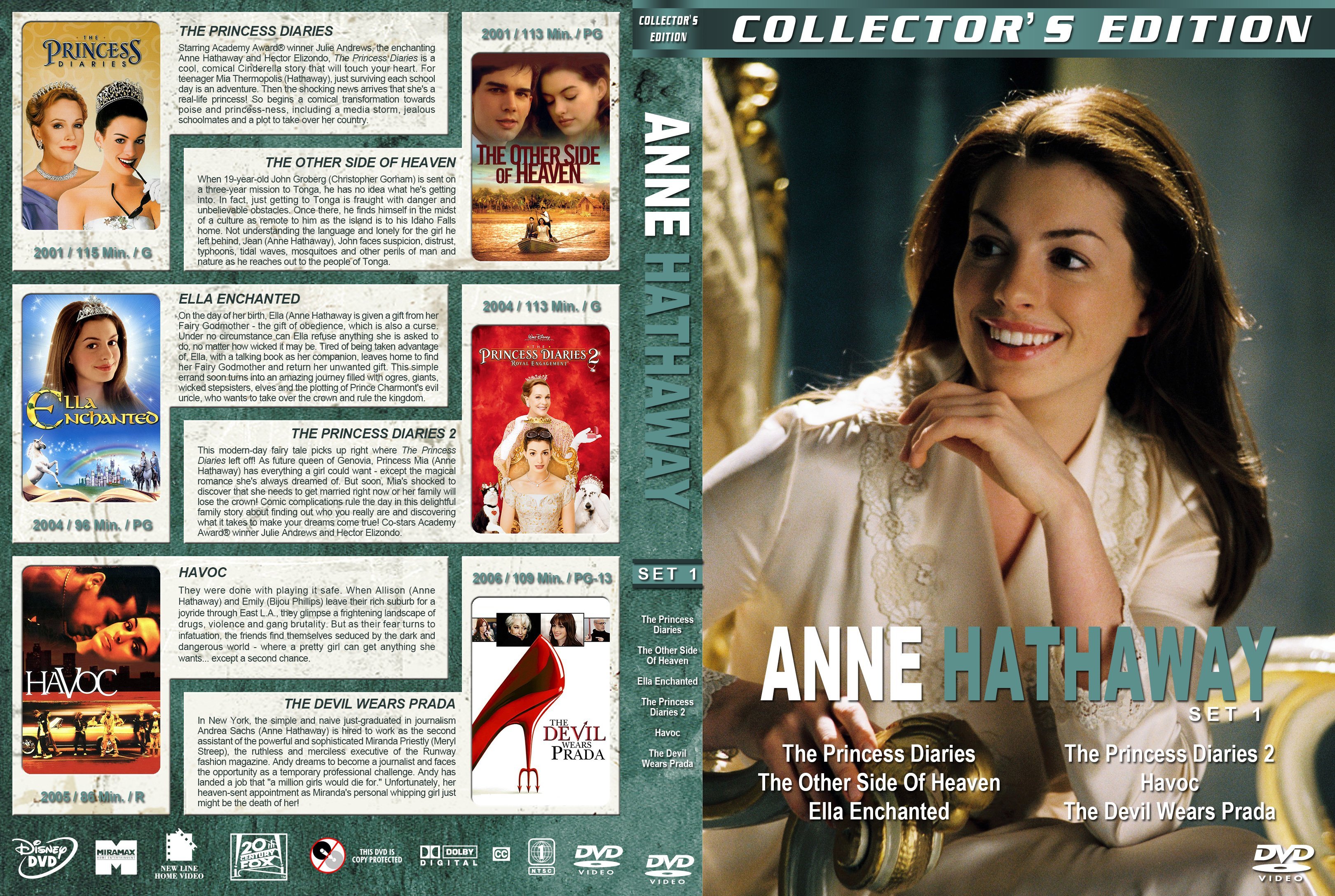 Anne Hathaway Collection Set 1 2001 2006 R1 Covers 1 | DVD Covers ...