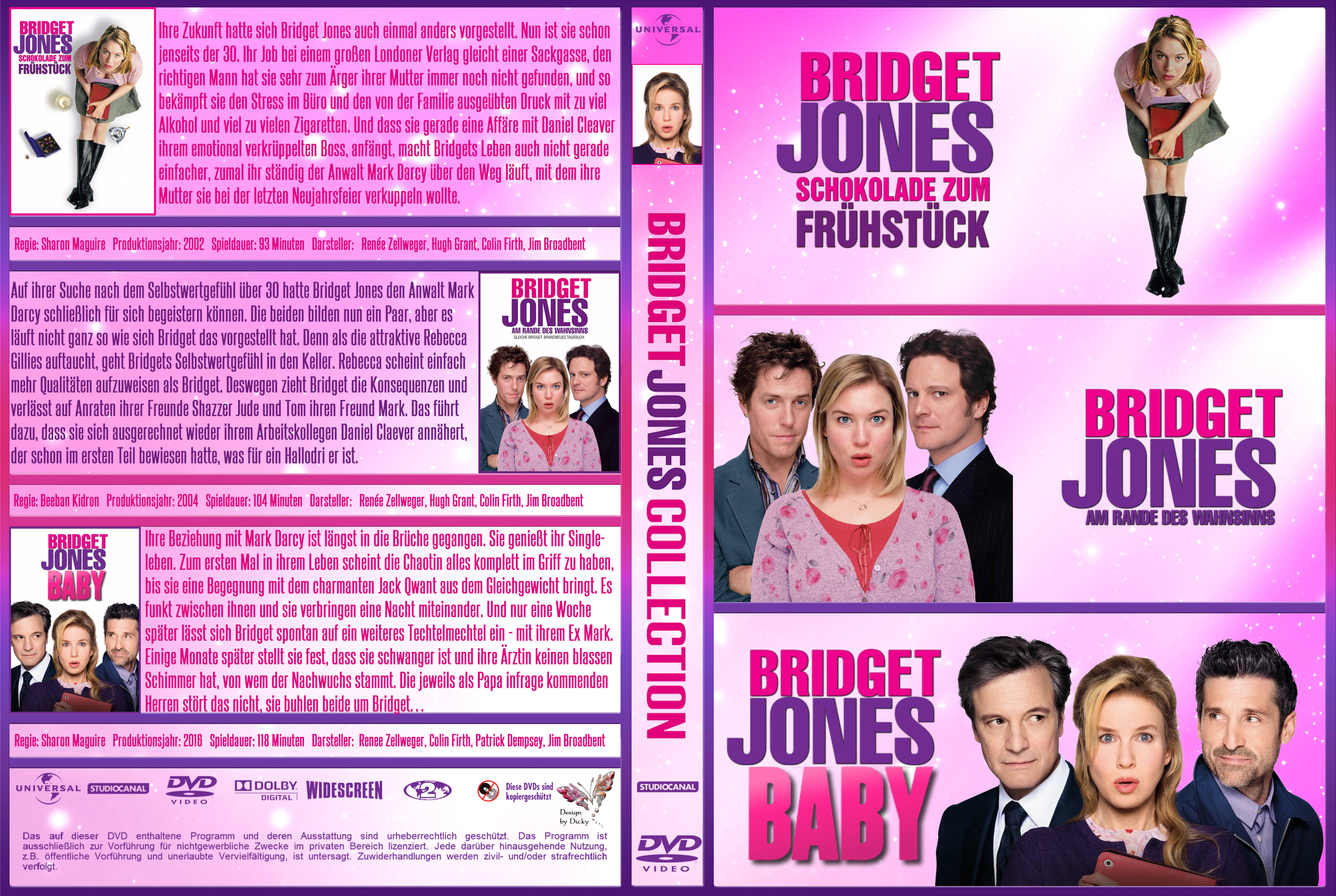 Bridget Jones 1 3 Collection 2002 2016 Labels 3 Dvd Covers Cover