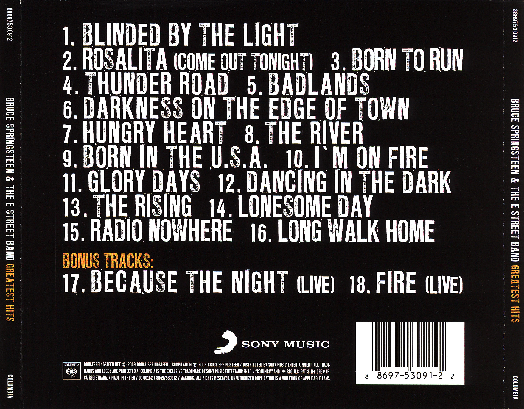 bruce springsteen the e street band greatest hits back 1 2 | DVD Covers ...