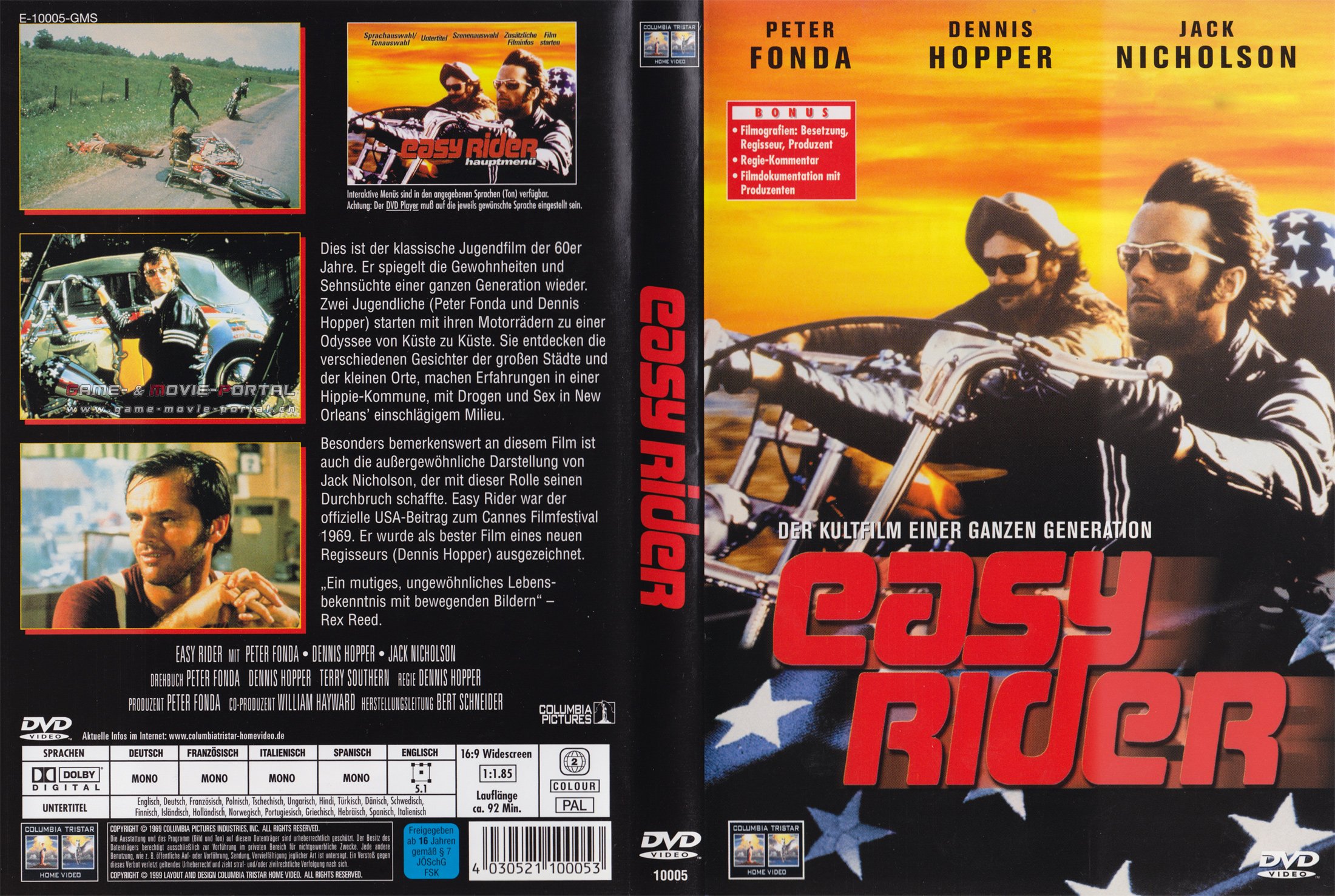 Easy Rider Peter Fonda Dennis Hopper Jack Nicholson | DVD Covers ...