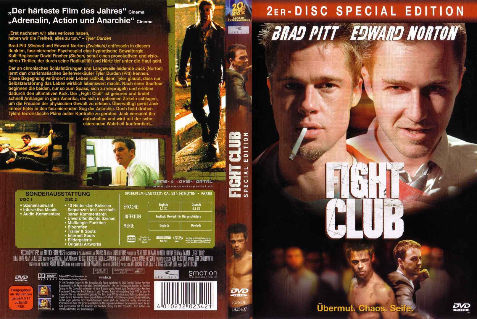 Fight Club Brad Pitt David Fincher Edward Norton | DVD Covers | Cover ...