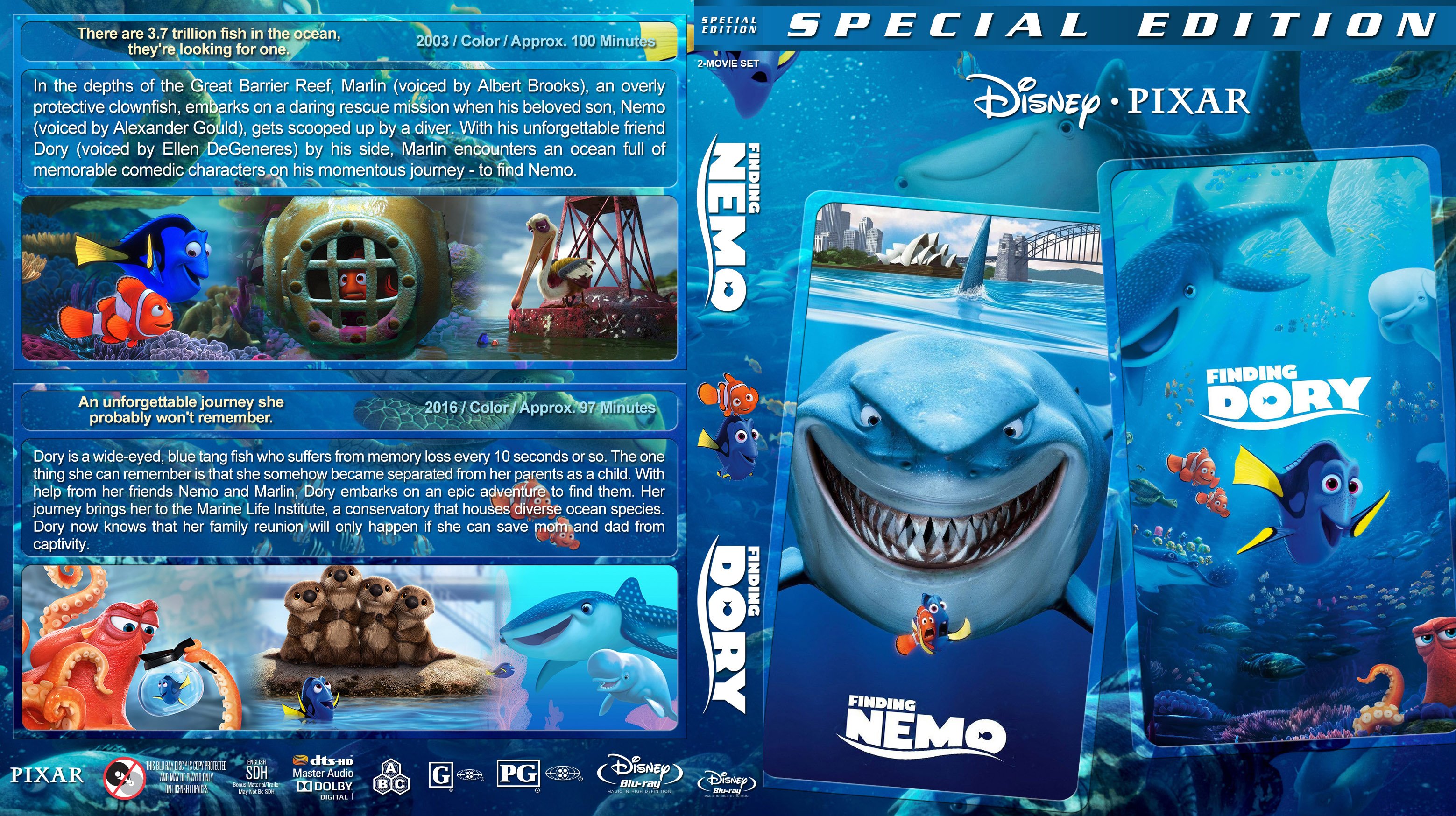 Finding Nemo Finding Dory Double Feature 2003 2016 R1 | DVD Covers ...