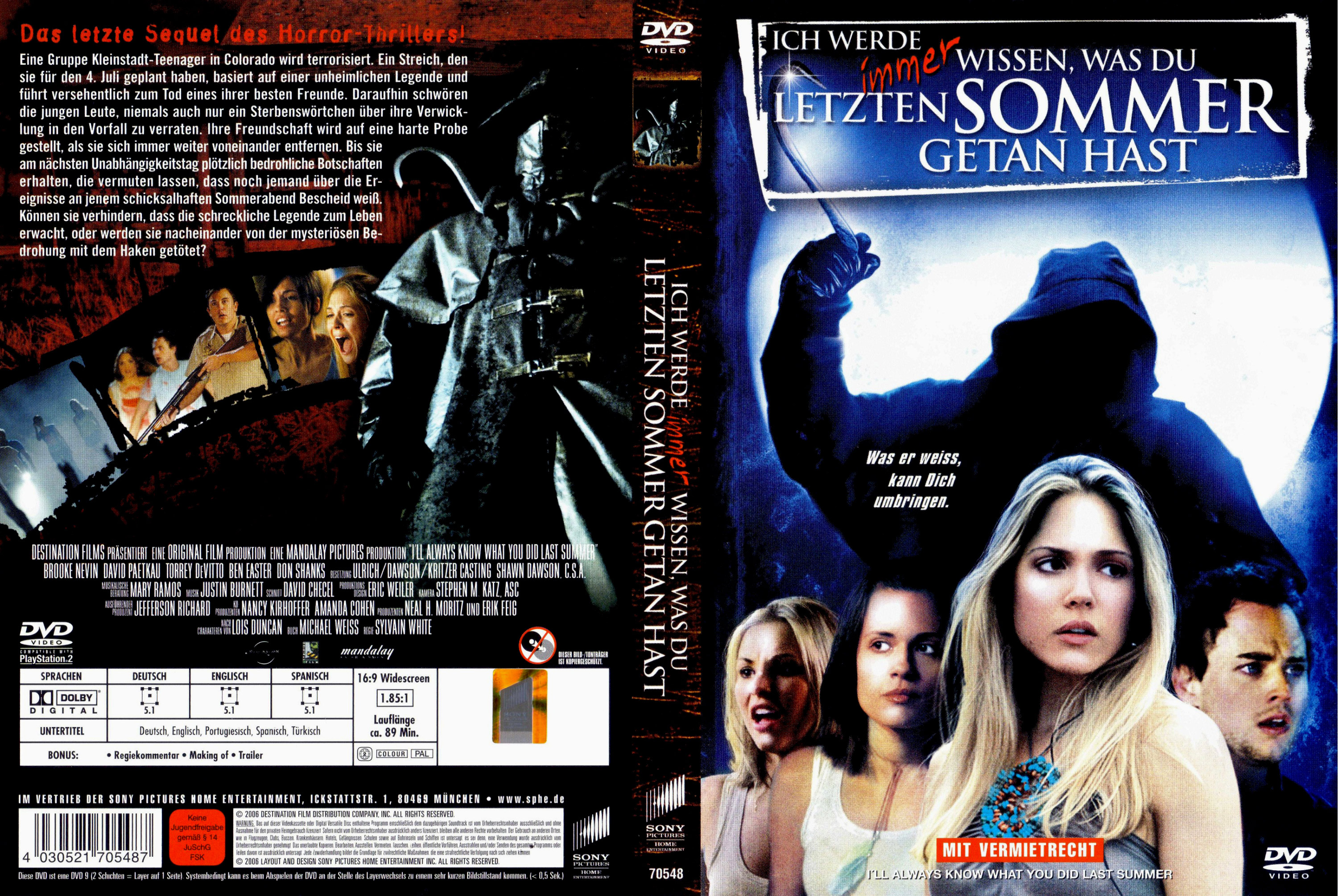 Ich werde immer wissen was du letzten Sommer getan hast | DVD Covers ...
