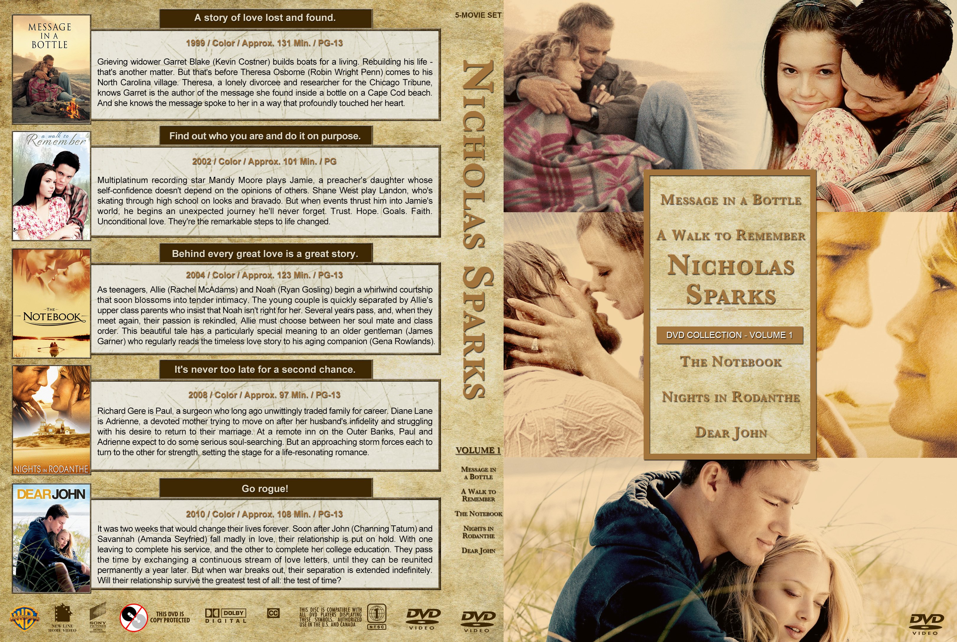 Nicholas Sparks DVD Collection Volume 1 1999 2010 Covers | DVD Covers | Cover Century | Over 1. ...