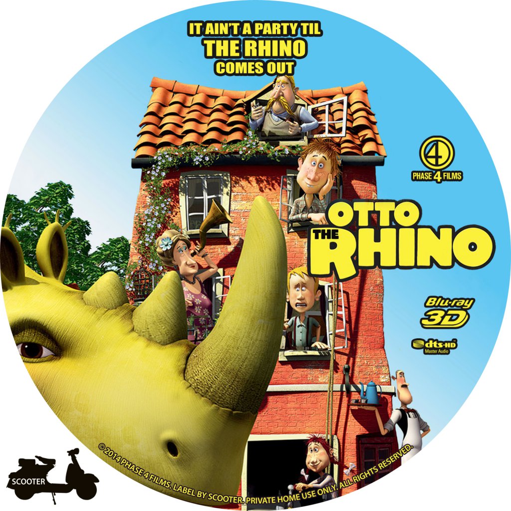 Otto The Rhino 3D 2014 Custom Bluray Label 001 | DVD Covers | Cover ...