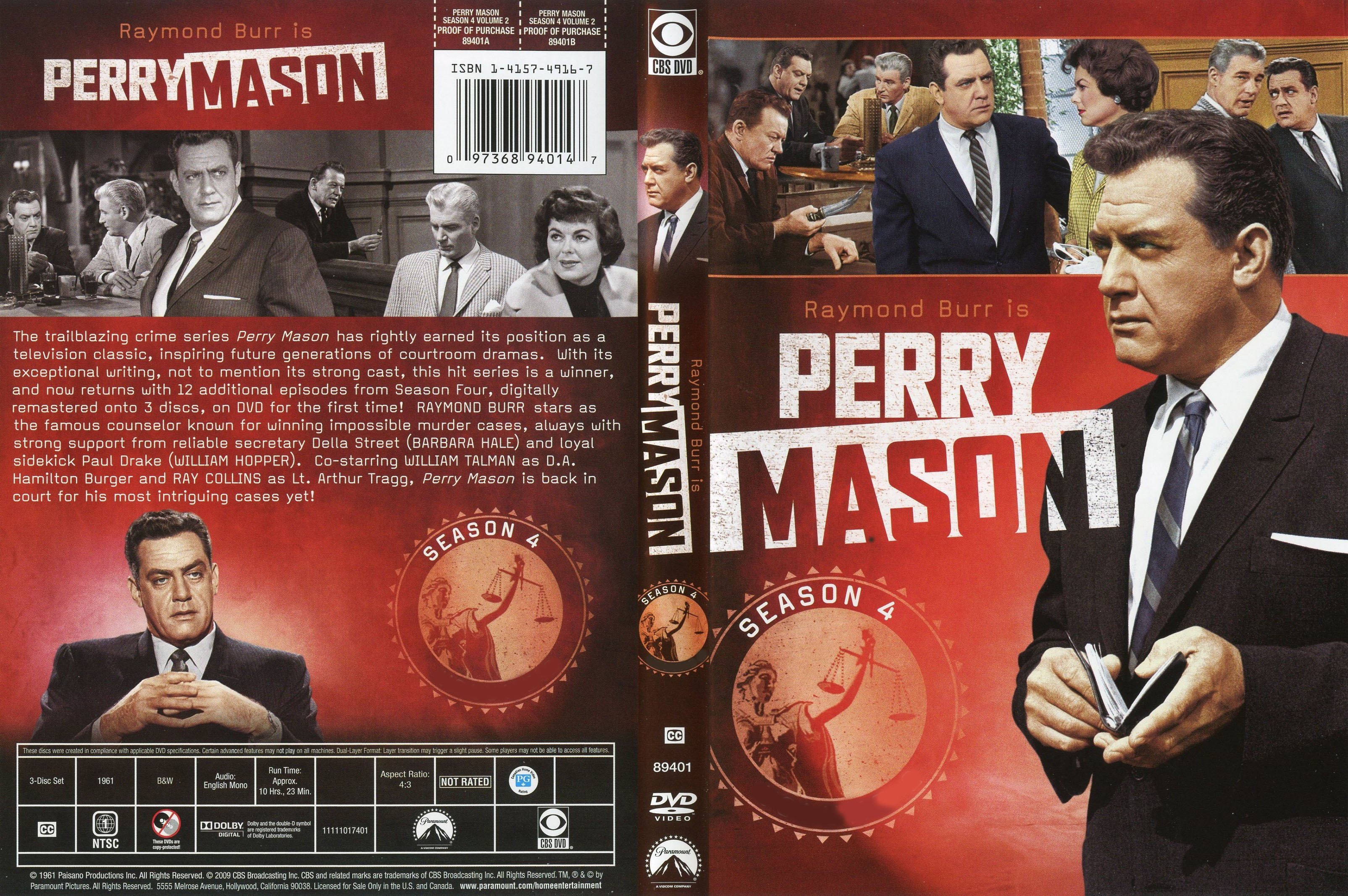 Perry Mason Complete Season 4 DVD Labels 4 | DVD Covers | Cover Century ...