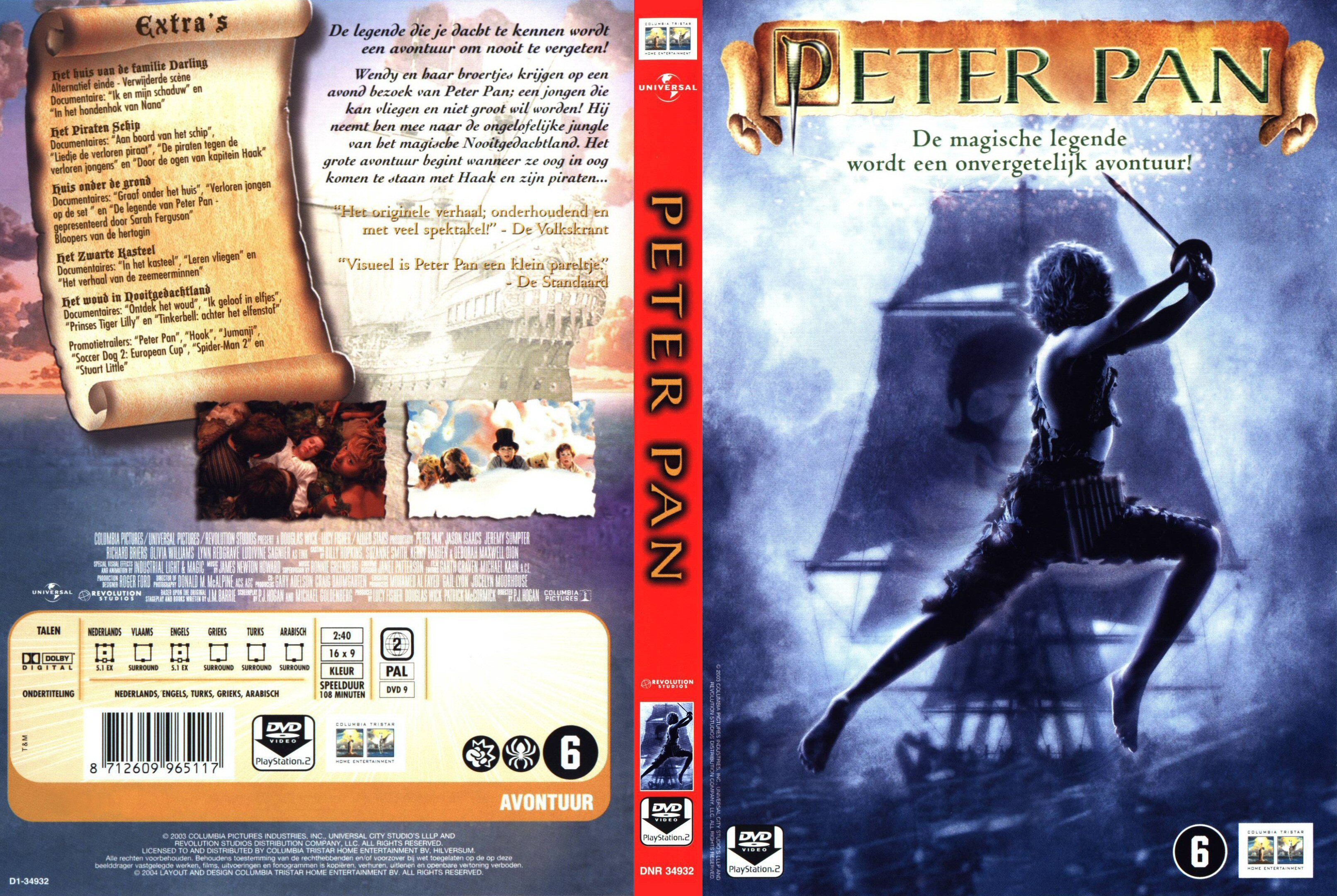 Peter Pan 2003 Dvd Cover Peter Pan Terug Naar Nooitgedachtland (DVD)