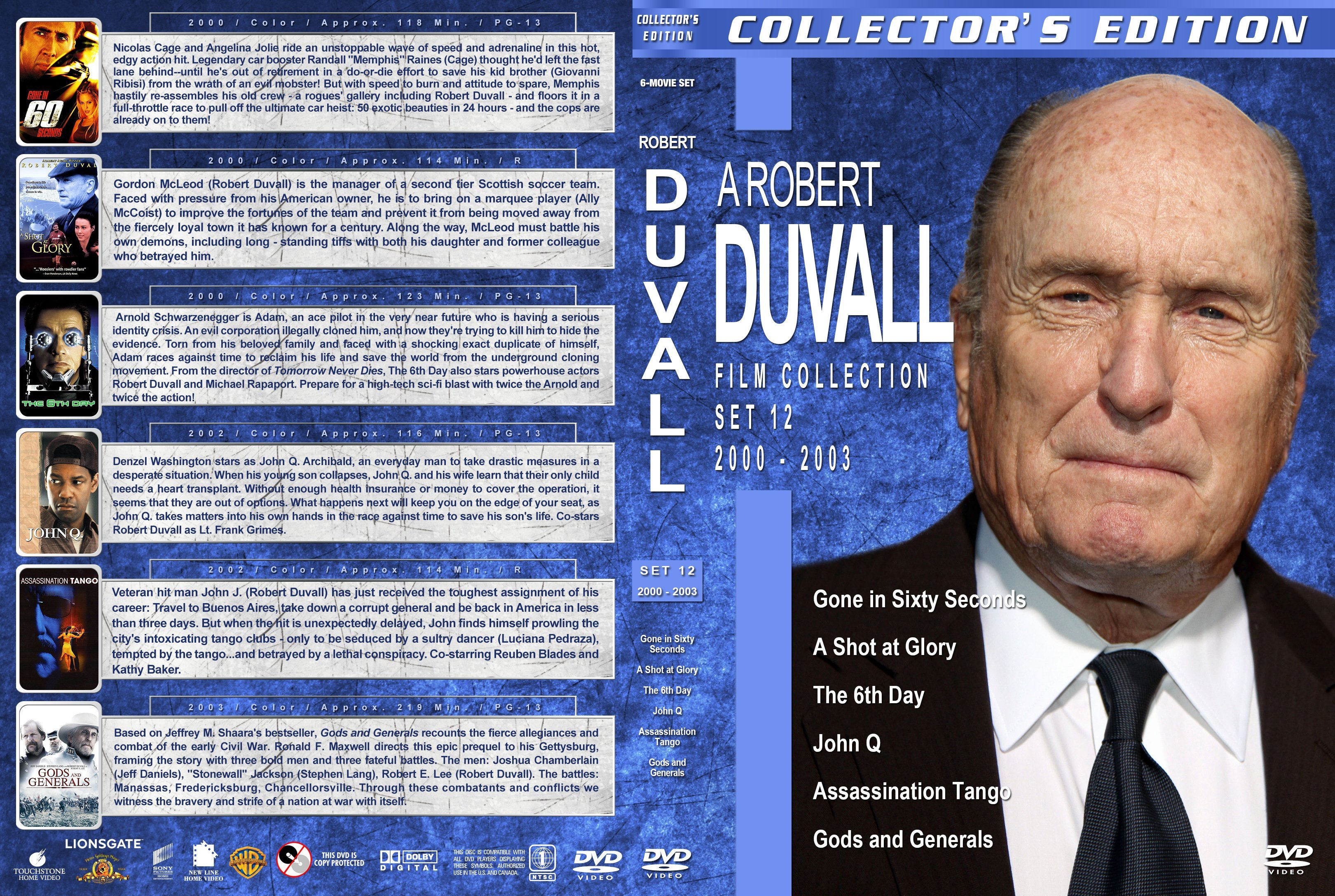Robert Duvall Film Collection Set 12 2000 2003 R1 Covers | DVD Covers ...