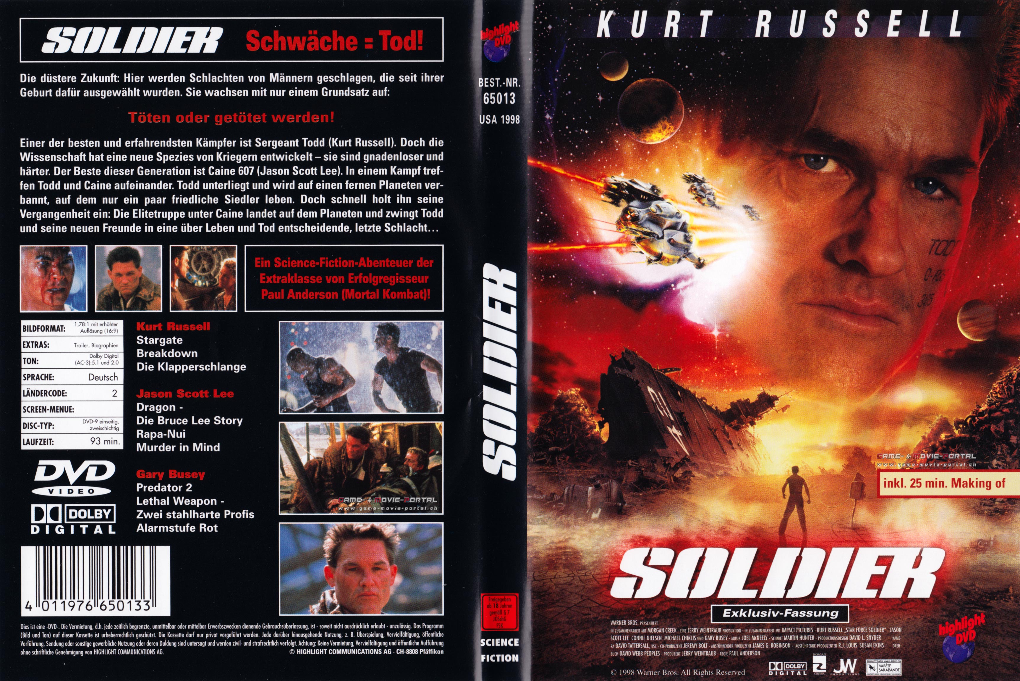 Soldier Kurt Russell Starforce Paul WS Anderson | DVD Covers | Cover ...