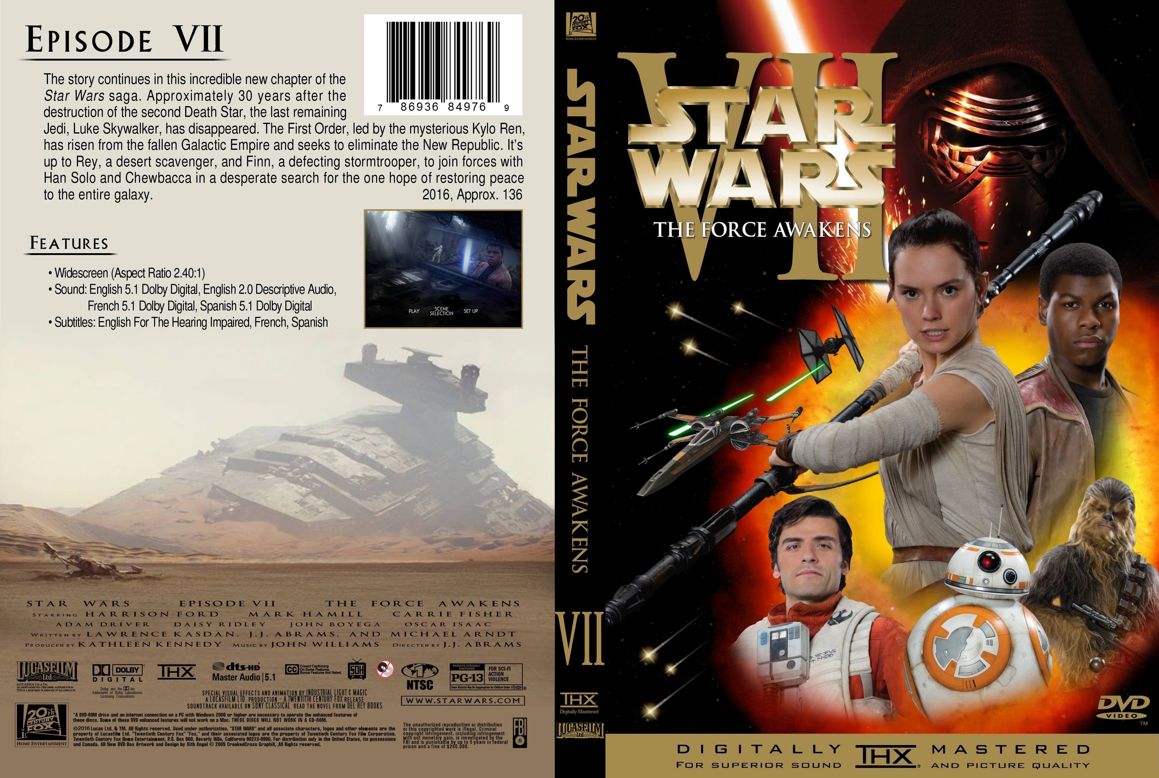 Star Wars Episode VII The Force Awakens 2016 R1 Cover | DVD Covers ...