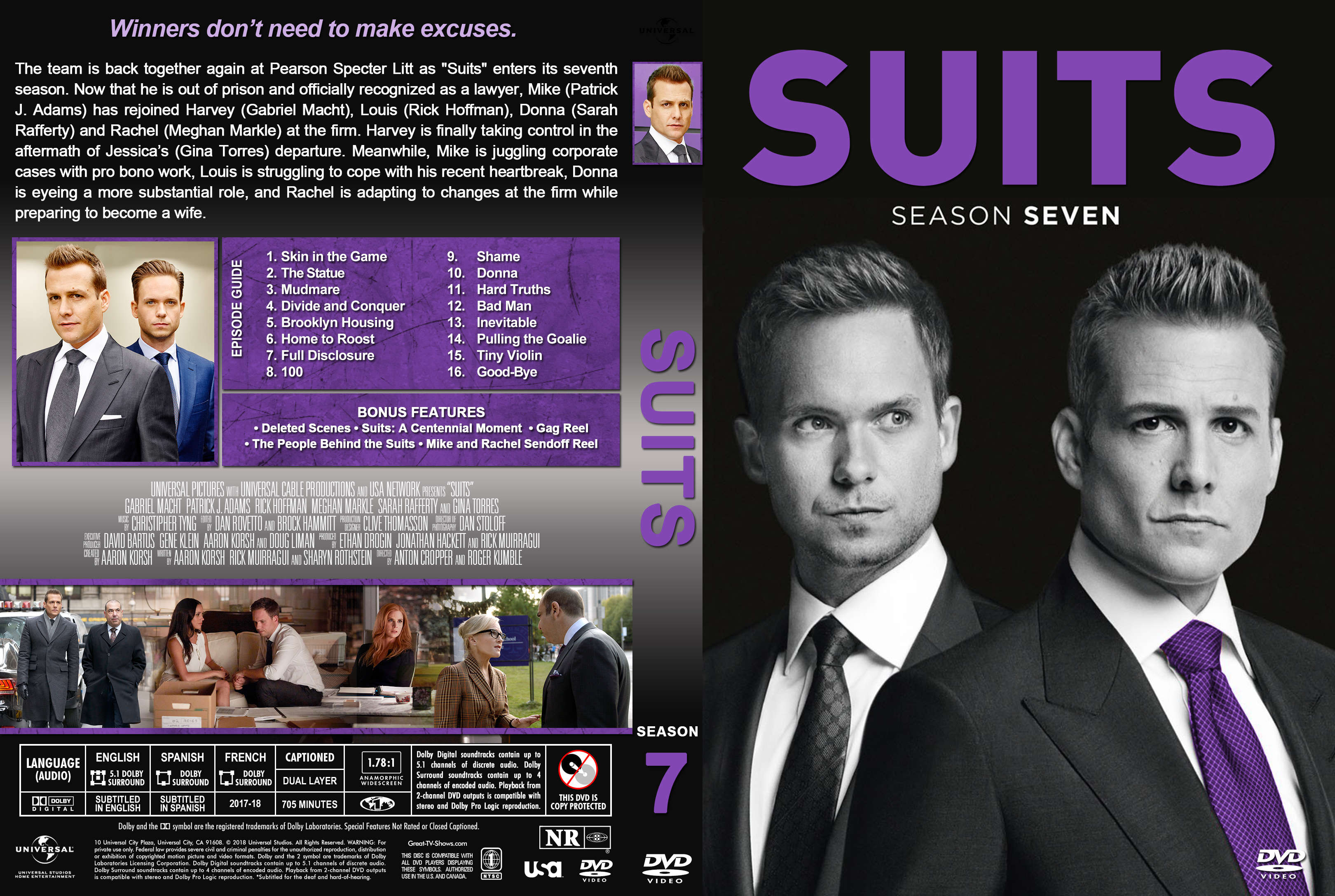 Suits Season 7 2018 R1 Labels | DVD Covers | Cover Century | Over 1.000 ...
