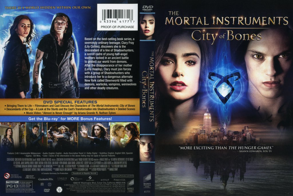 The Mortal Instruments City Of Bones 2013 Scanned Cover | DVD Covers ...