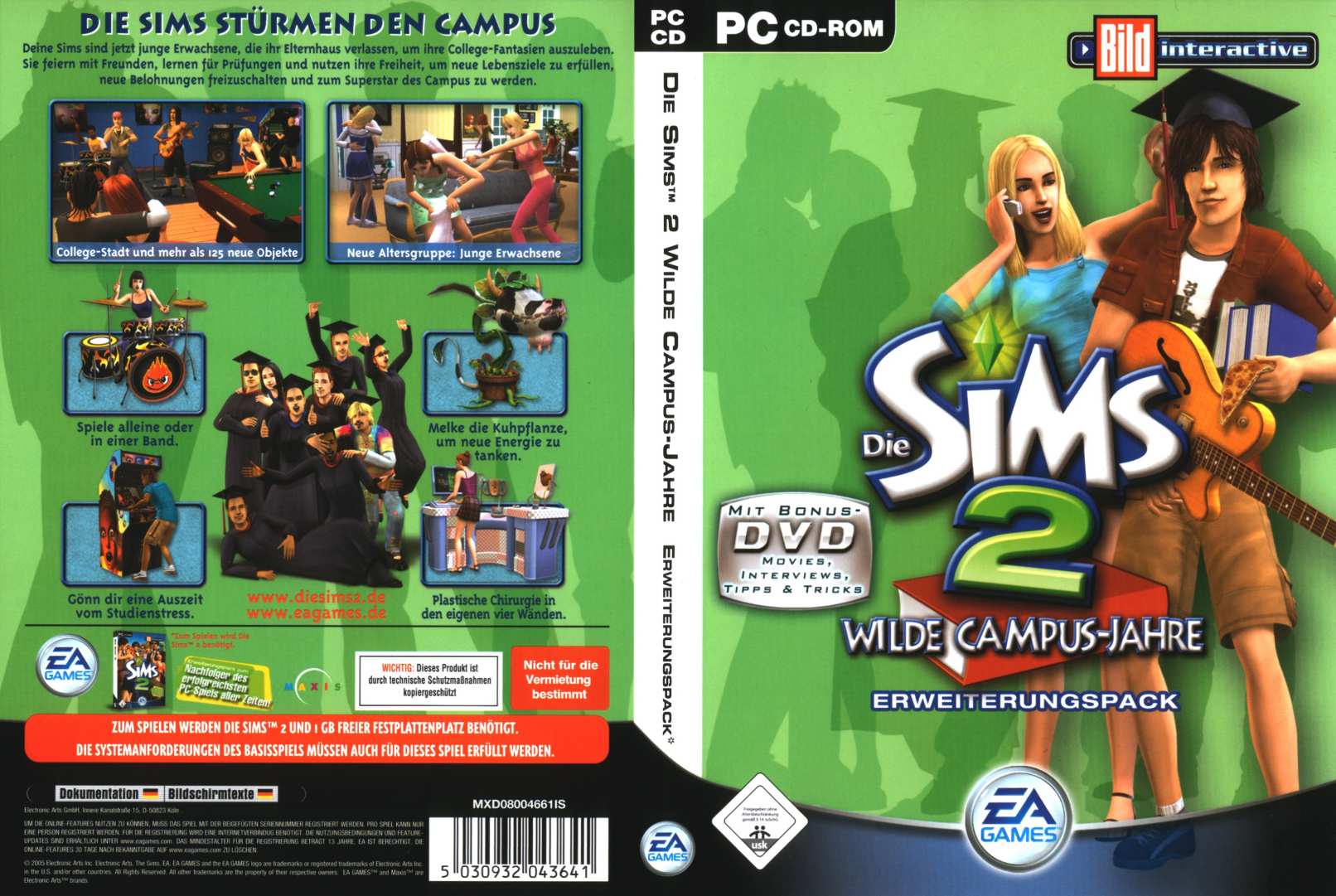 die sims 2 wilde campus jahre d | PC Covers | Cover Century | Over 1. ...