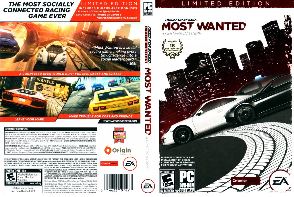 Need for Speed Most Wanted Limited Edition DVD NTSC f | PC Covers ...