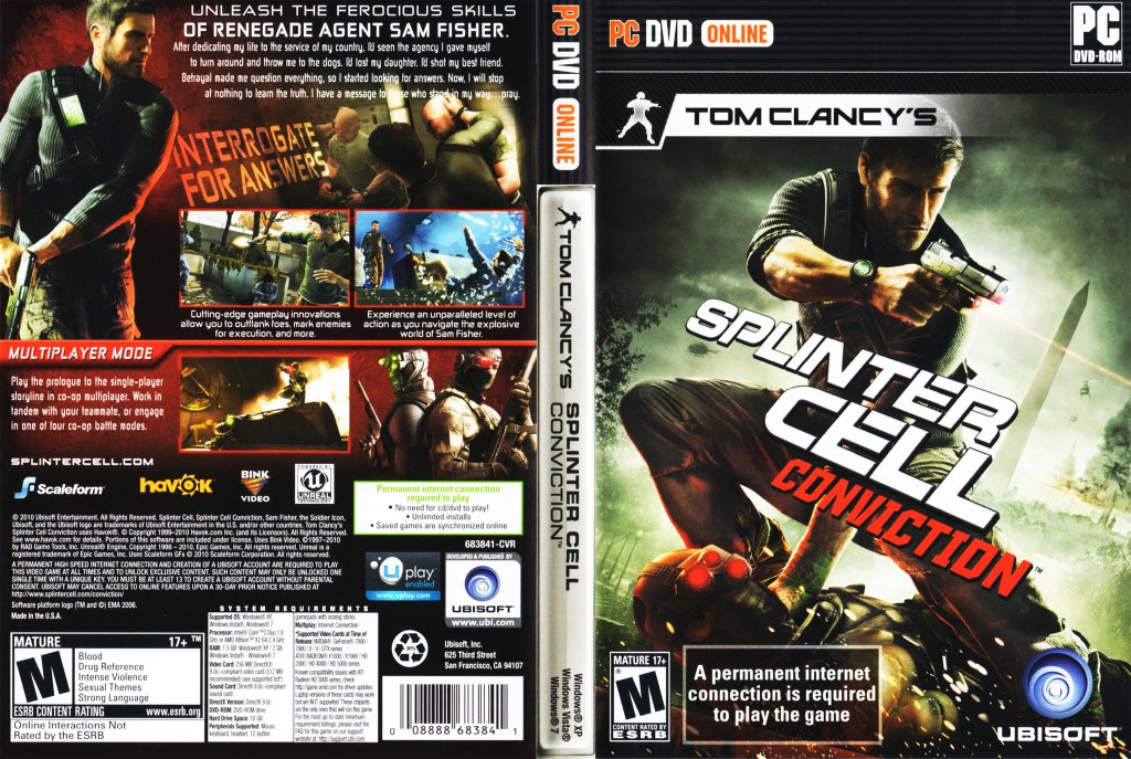 Tom Clancy s Splinter Cell Conviction DVD NTSC f | PC Covers | Cover ...