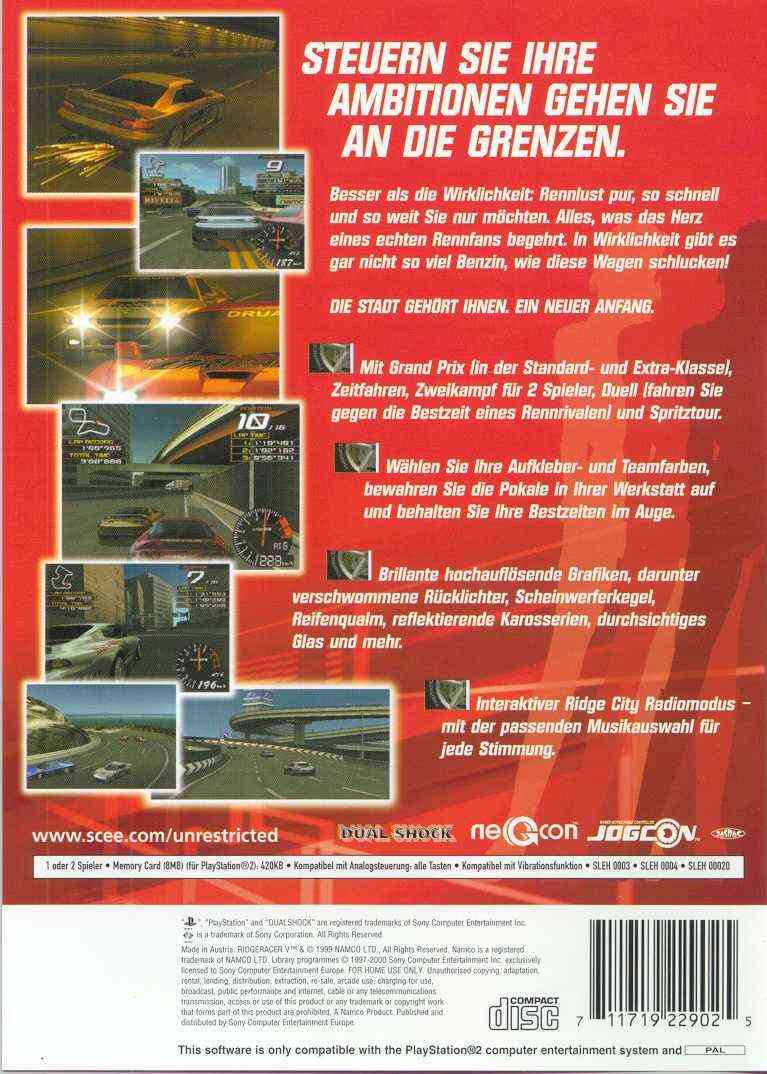 Ridge Racer V back | Playstation 2 Covers | Cover Century | Over 1.000. ...