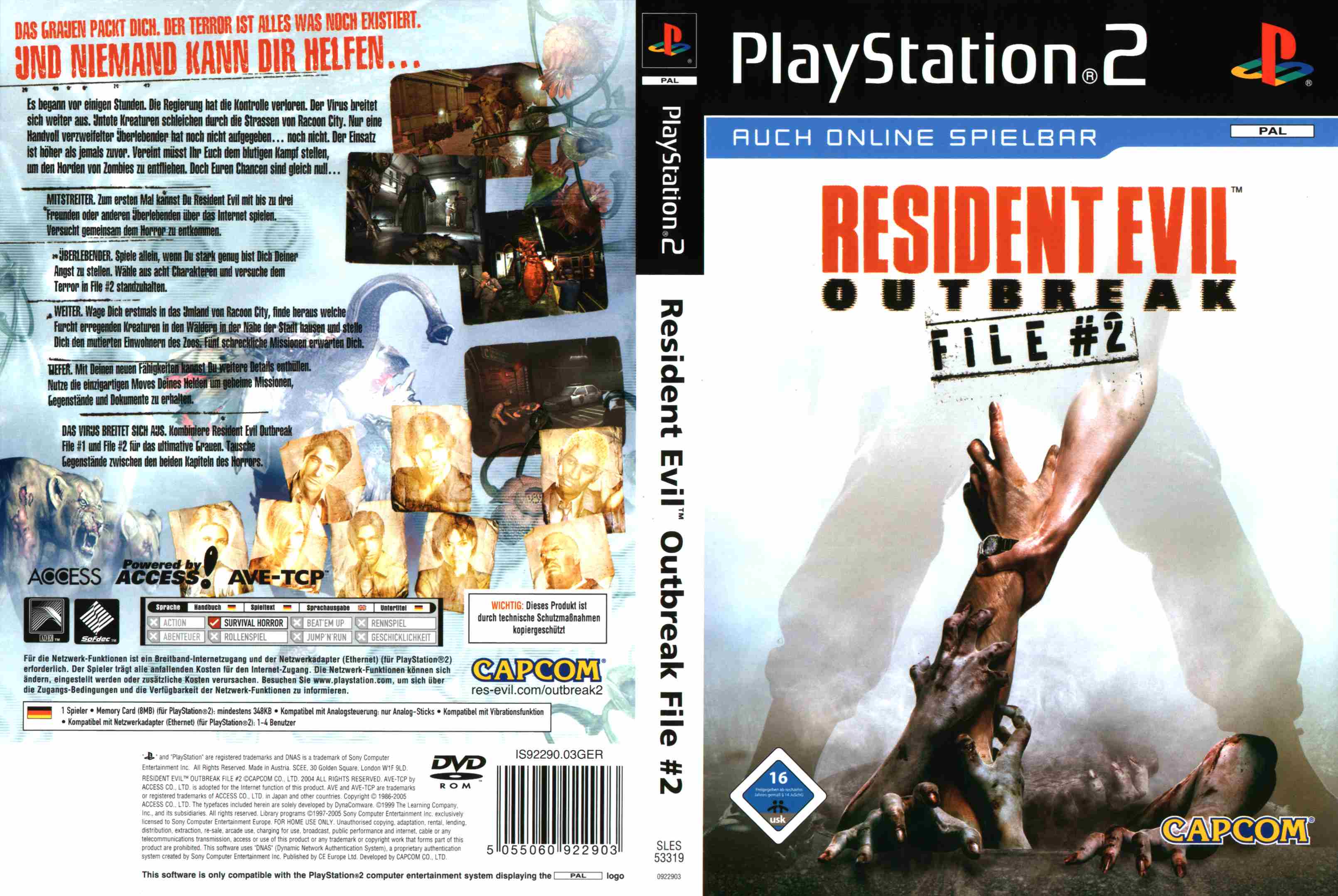 resident evil outbreak 2 ps2 dvd | Playstation 2 Covers | Cover Century ...