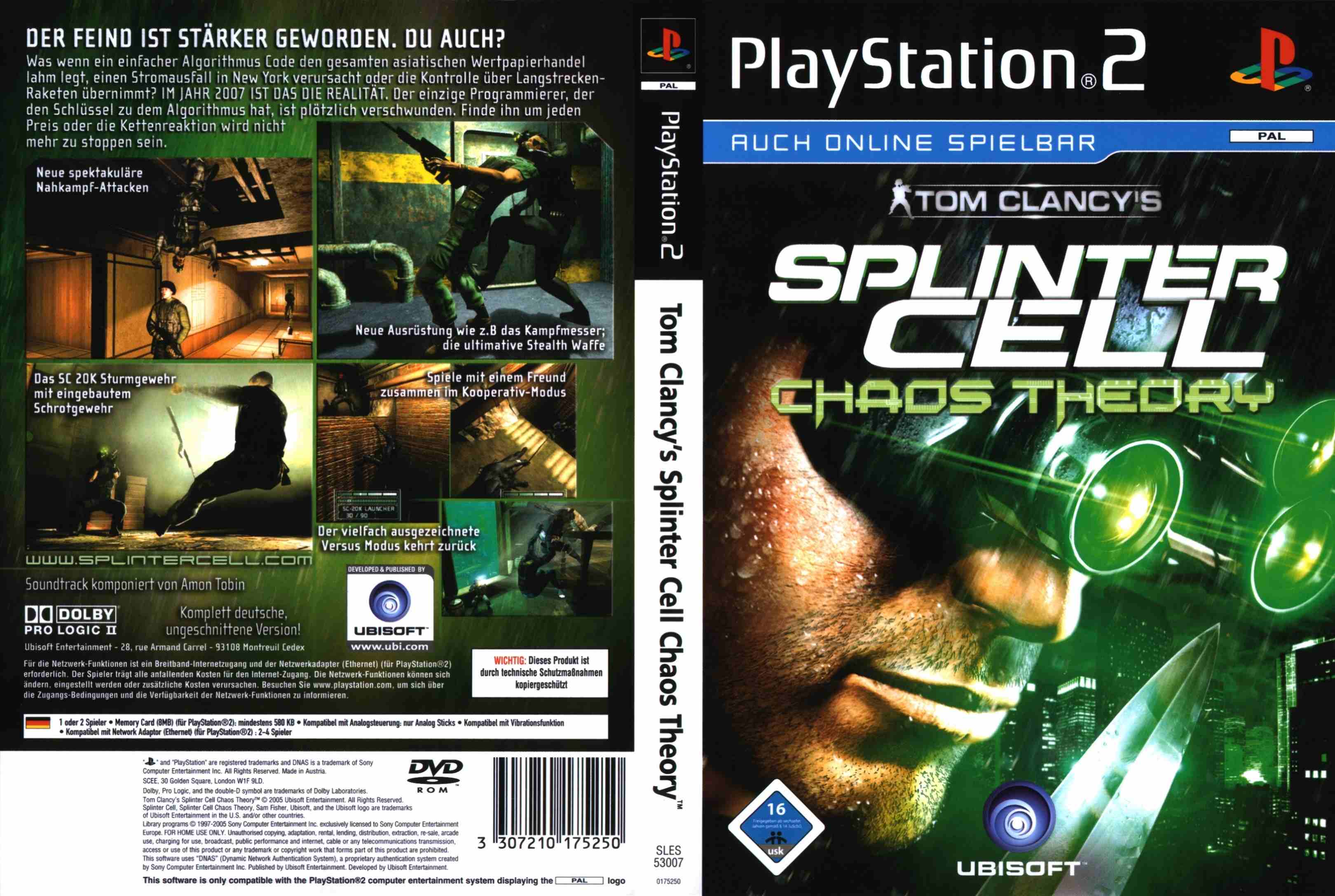 splinter cell chaos theory ps2 dvd | Playstation 2 Covers | Cover ...