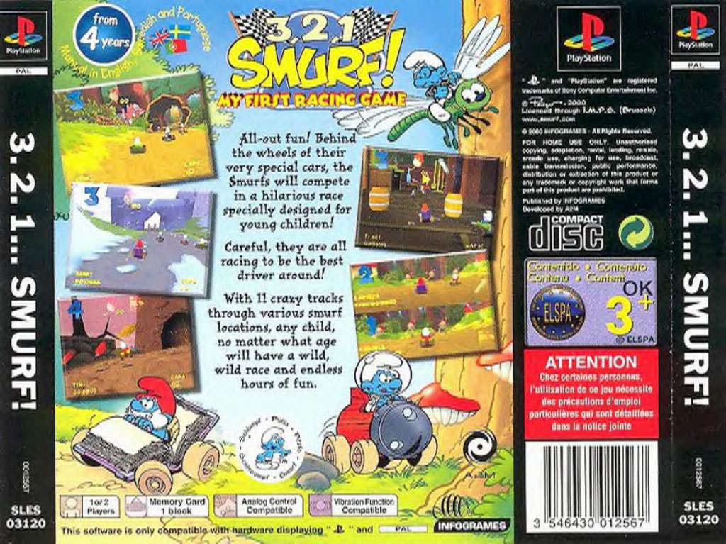 3 2 1 Smurf My First Racing Game PAL PSX BACK | Playstation Covers ...